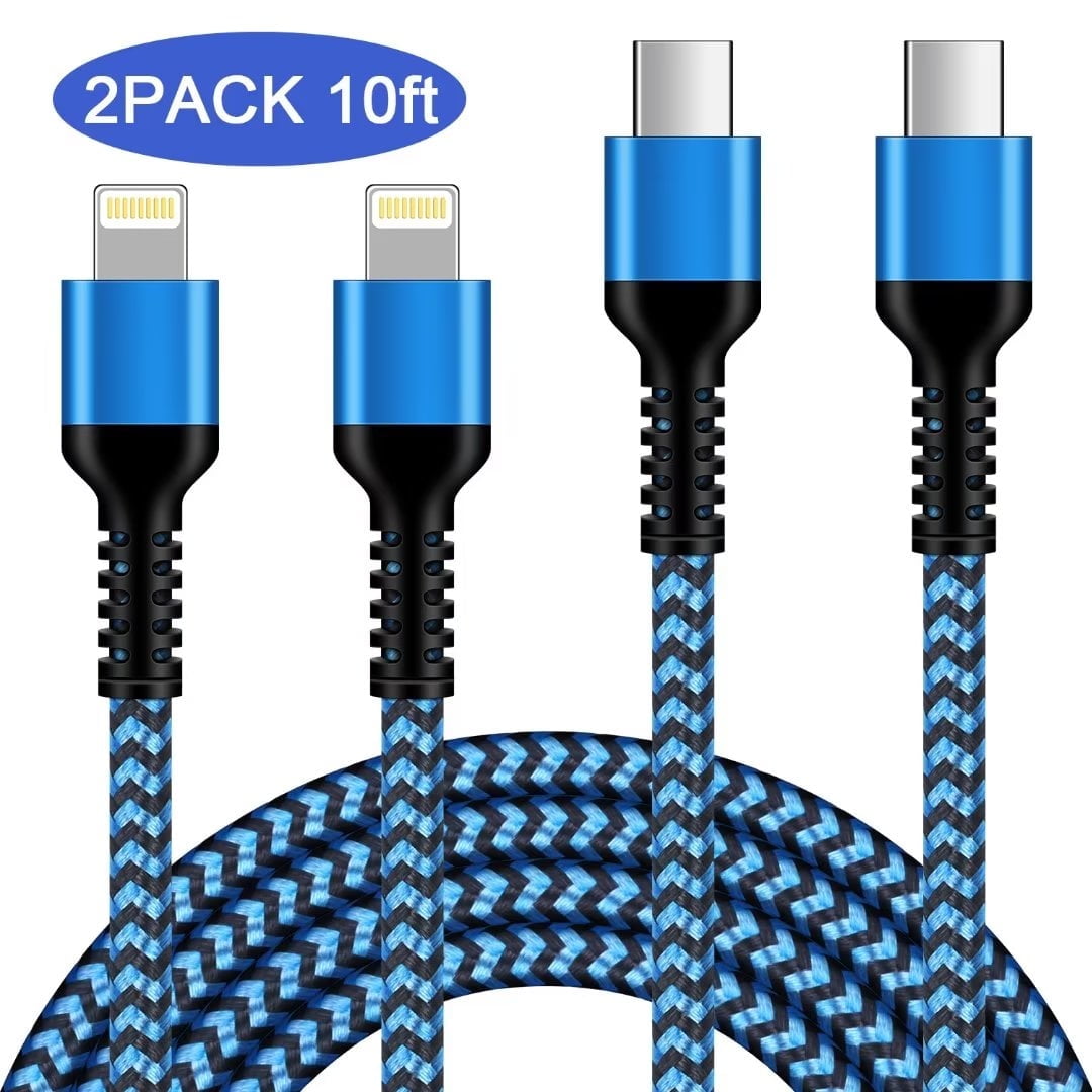 HAOANO 2PACK USB C iPhone Charger Cables 10ft,Nylon Braided Type C ...