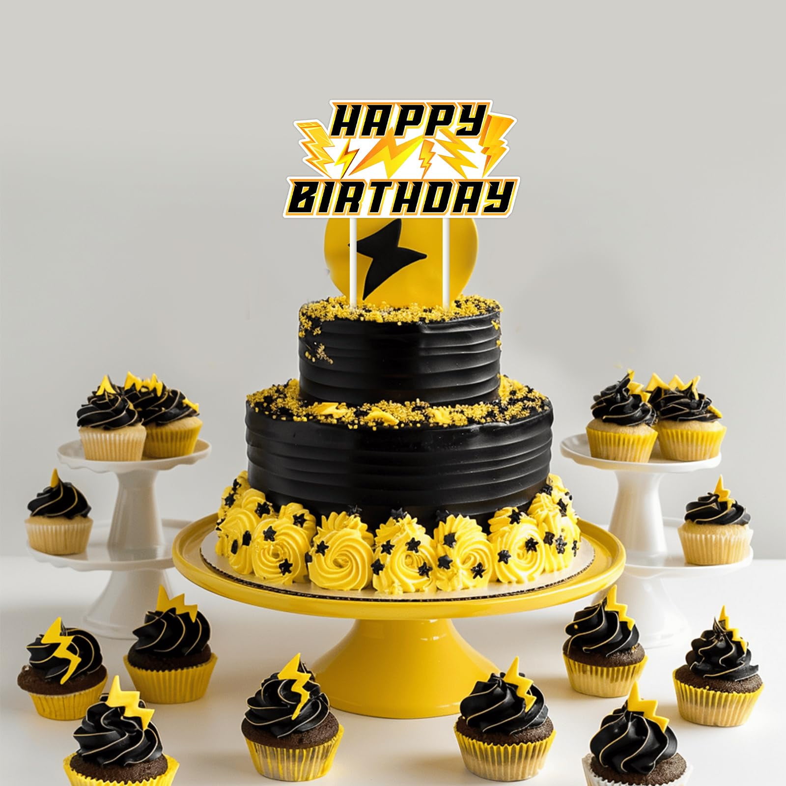 Lightning Cake Topper AJH3 Lightning Sign Happy Birthday Cake Pick ...