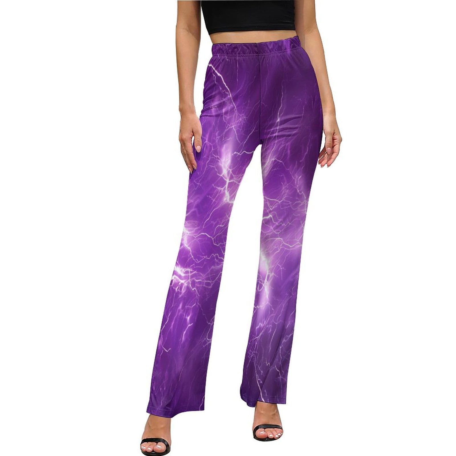 Lightning Colorful High Waisted Casual Flared Trousers Summer Home ...