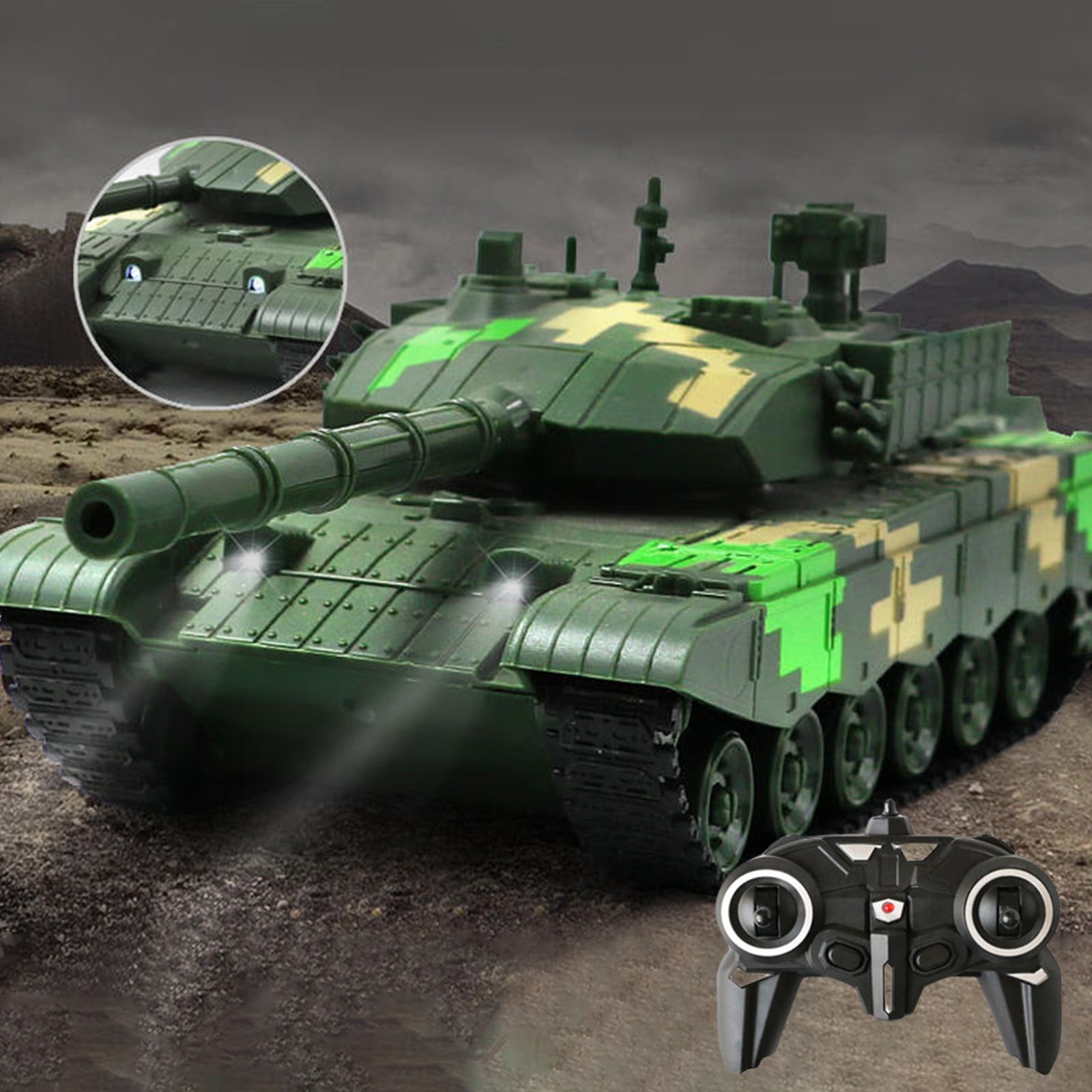 Lightning Deals RC Tank 1:28 Scale 9 Channel Remote Control Toy with ...