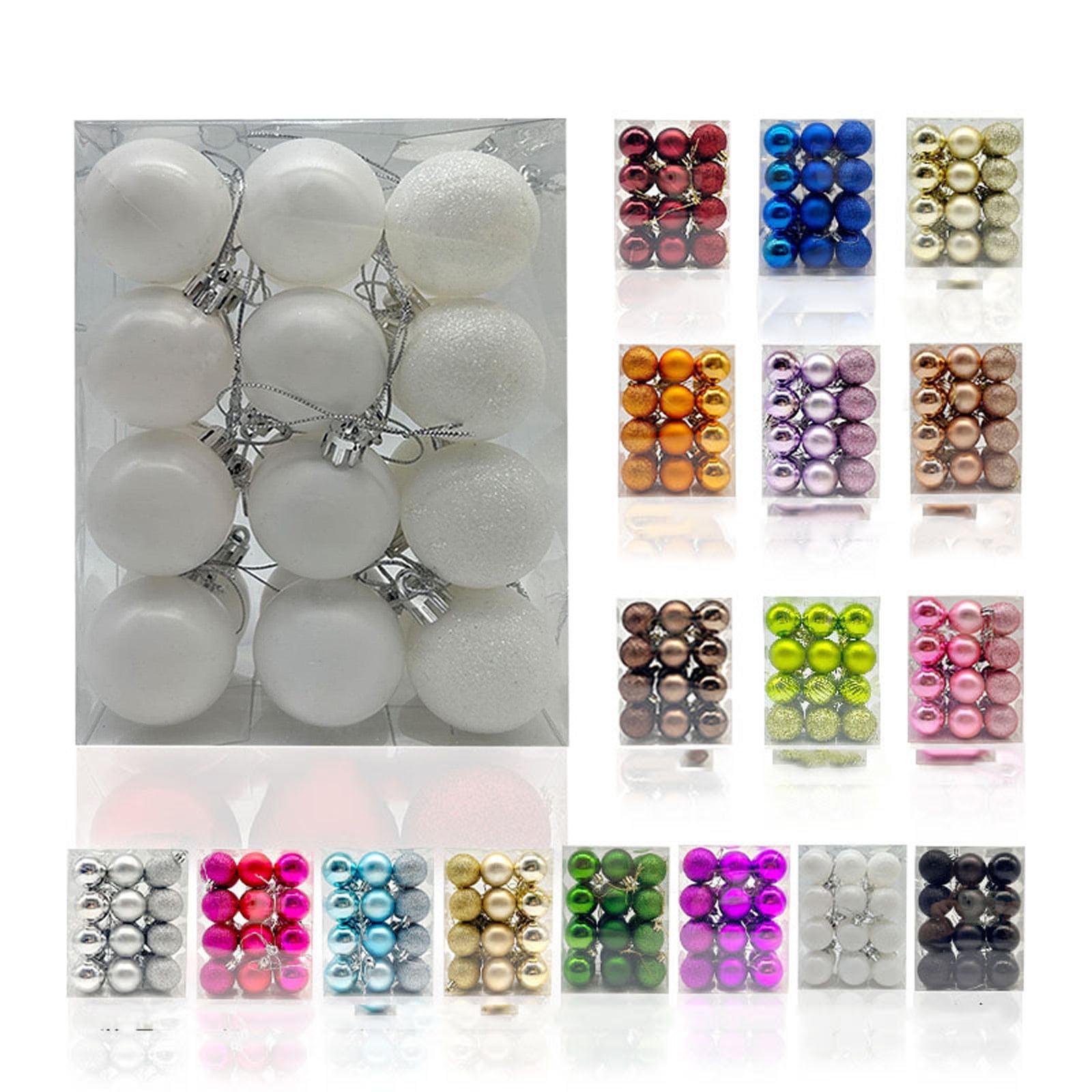 ZKCCNUK 30mm Small Mini Glitter Christmas Tree Baubles, Plastic ...