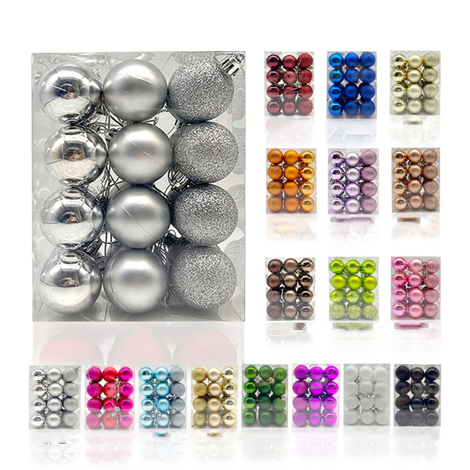 ZKCCNUK 30mm Plastic Xmas Tree Baubles, 24-Piece Christmas Decorations ...