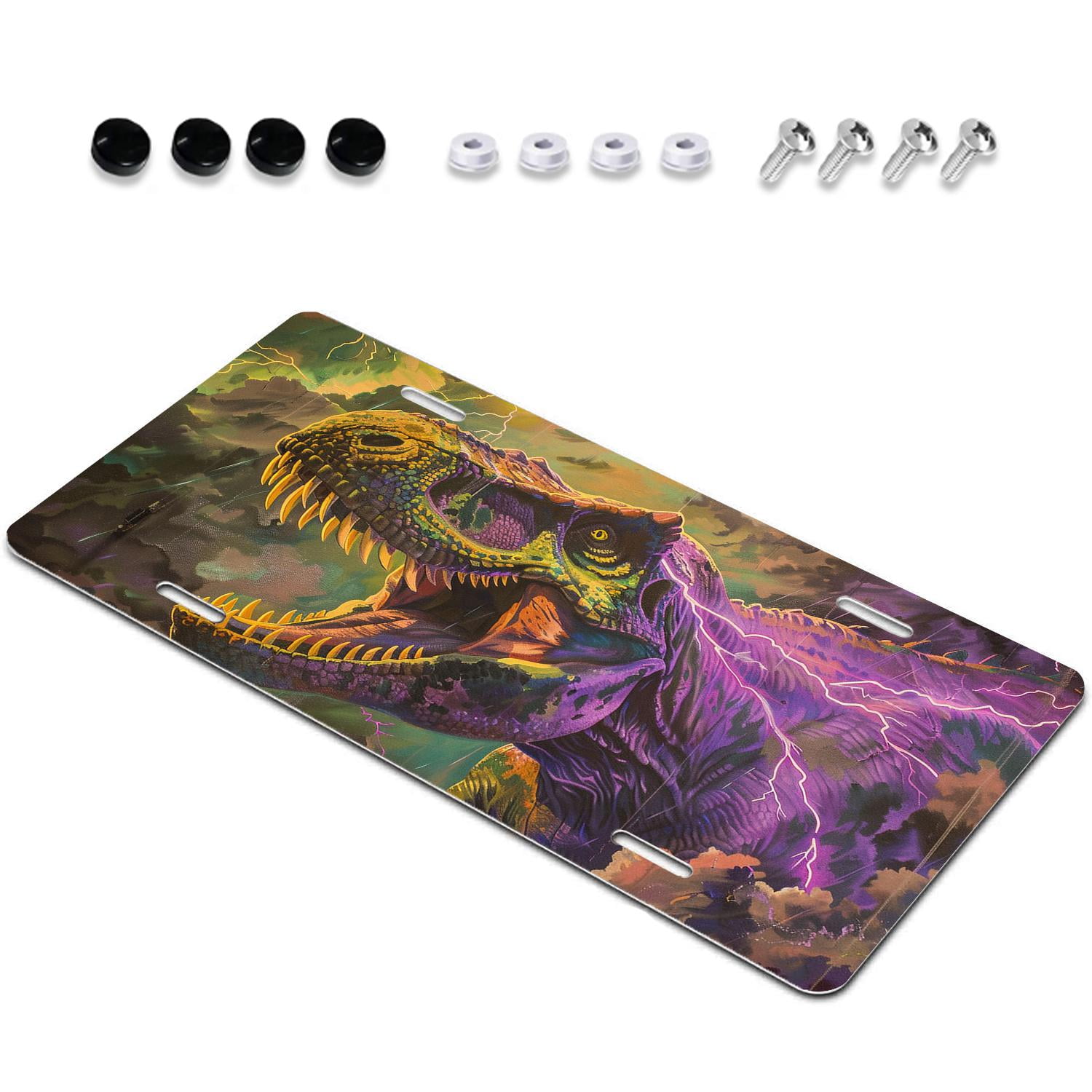 Lightning Dinosaur amazing Plate Cover, Decorative Aluminum Novelty ...