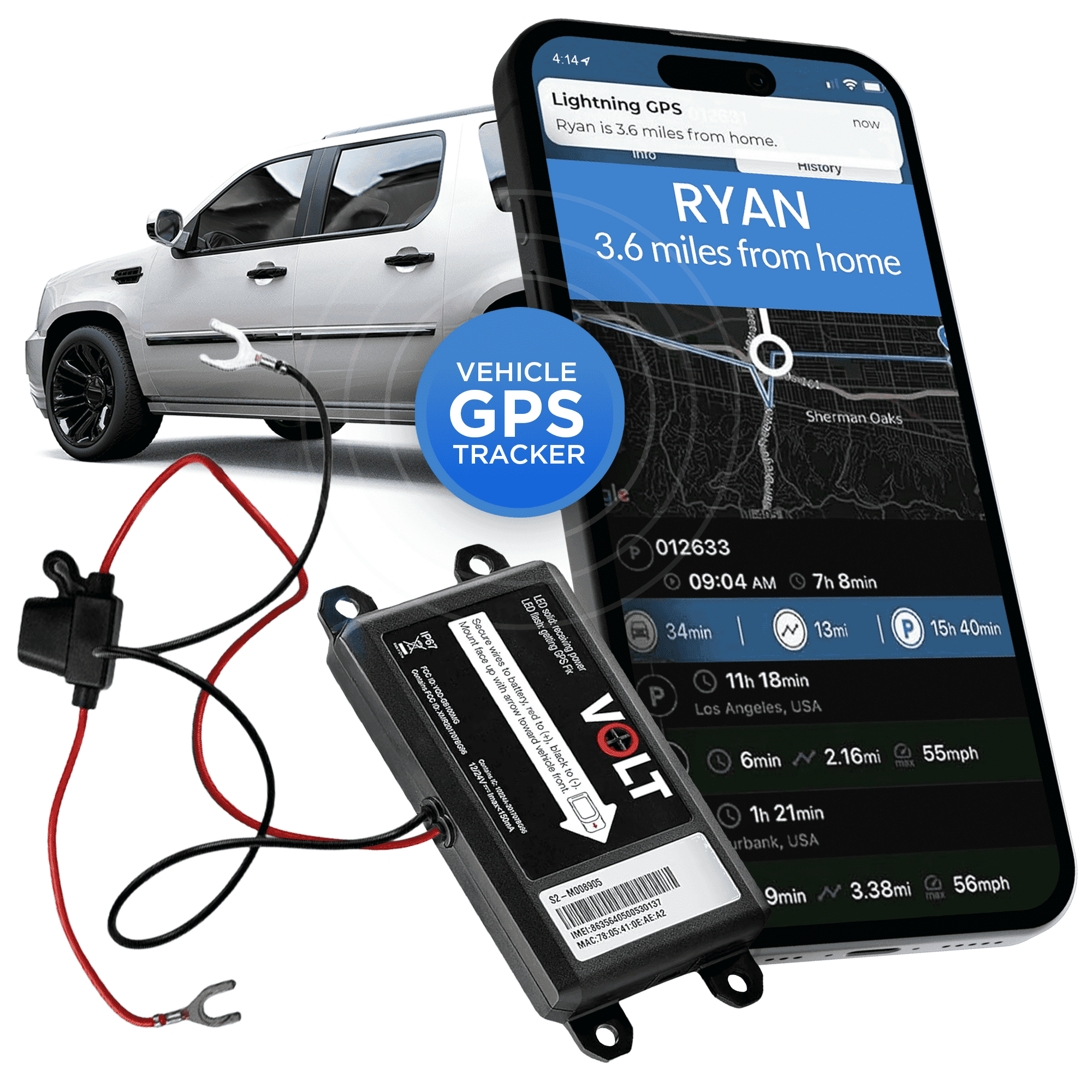 Lightning GPS Easy Wired 4G Vehicle GPS Tracker – Hardwired Hidden ...