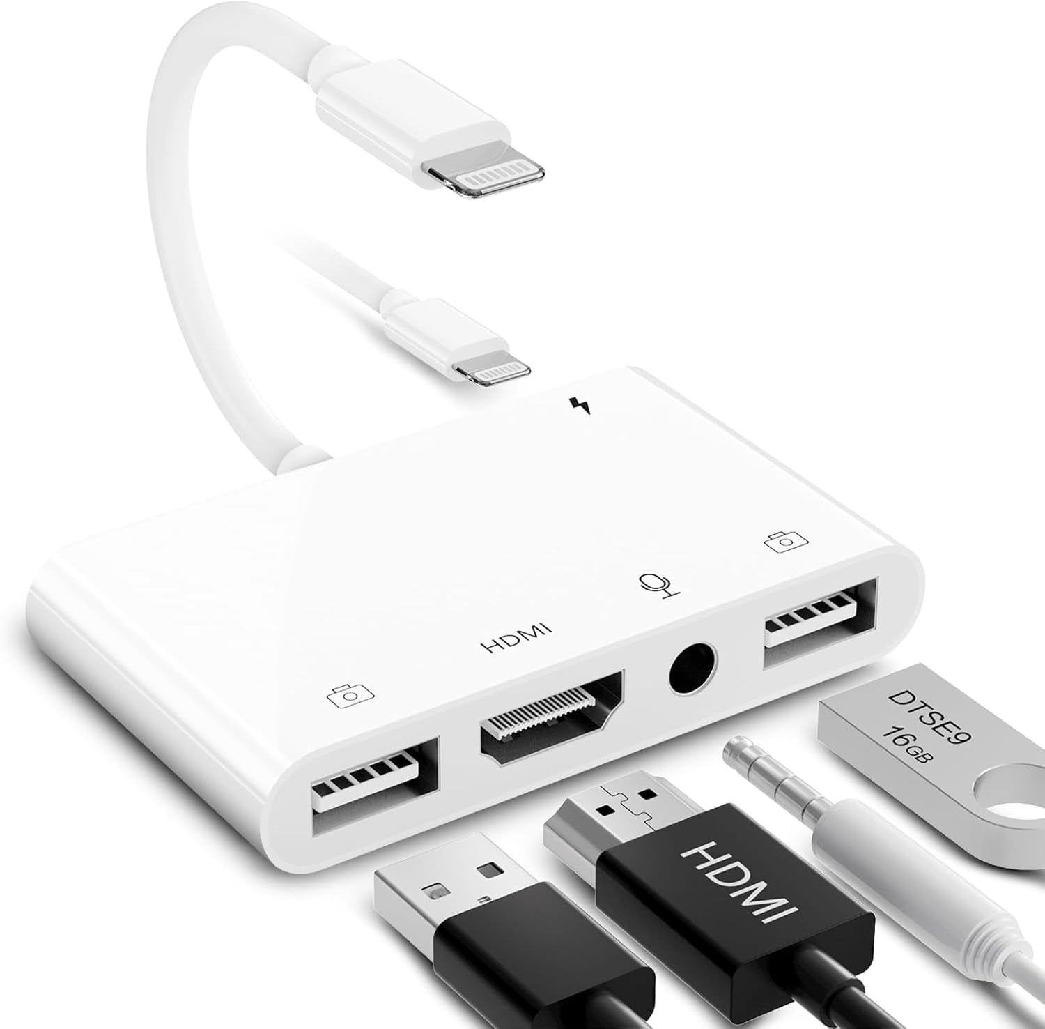 Lightning to HDMI Adapter for iPhone/iPad to TV, Dual USB OTG Adapter ...