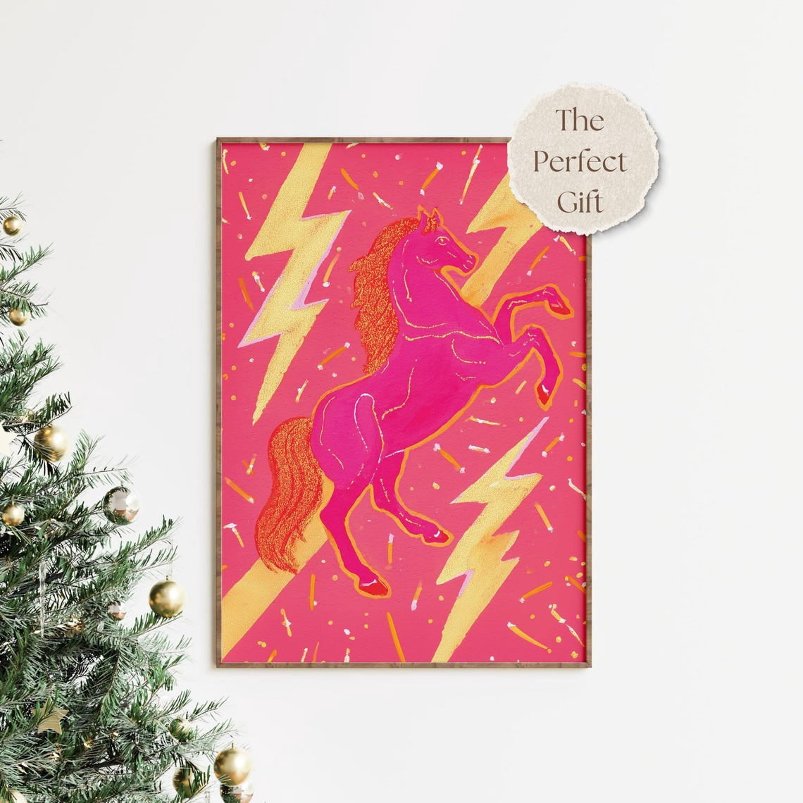 Lightning Horse Wall Art Pink Y2K Cowgirl Decor Barbiecore Western ...
