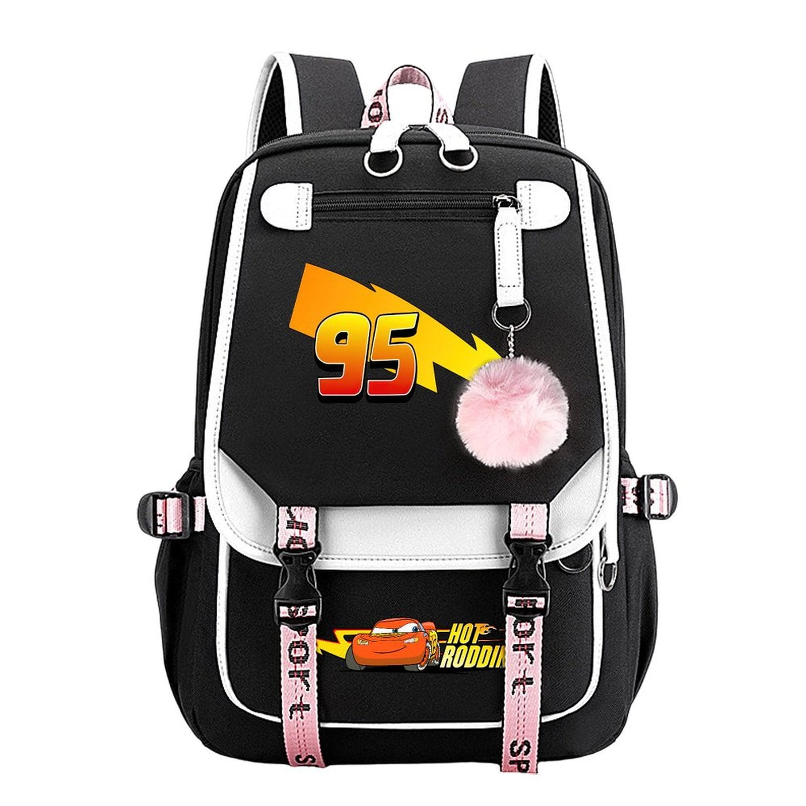Lightning McQueen Backpack with Plush Pendant, 18inch Waterproof ...