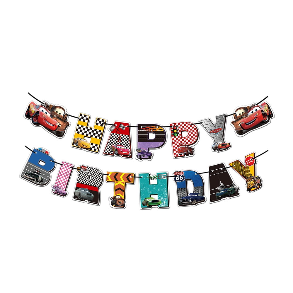 Lightning McQueen Birthday Banner Game Theme Party Decorations Game ...