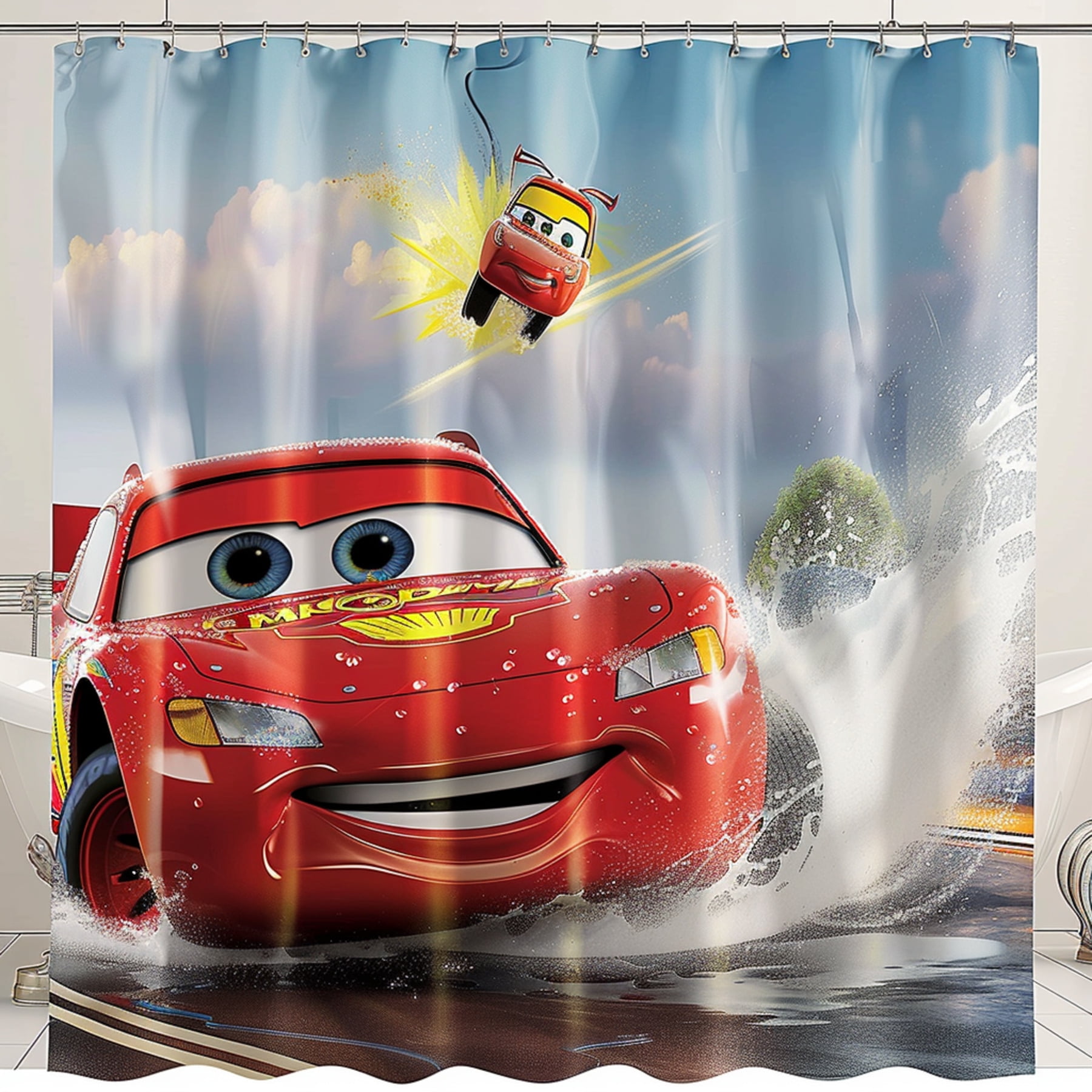 Lightning McQueen Car Shower Curtain Fun Cars Movie Cartoon Character ...