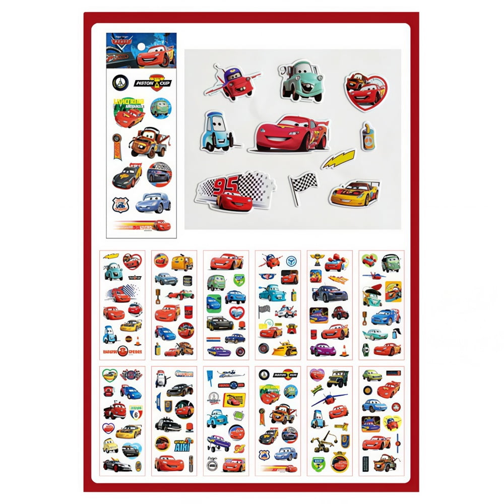 Lightning McQueen Inspired Red Race Car 3D Bubble Cartoon Stickers - 12 ...