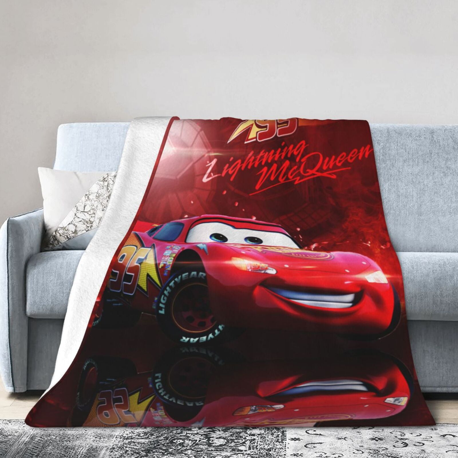 Lightning_McQueen Throw Blanket,Cartoon Cars Flannel Blanket for Kids ...
