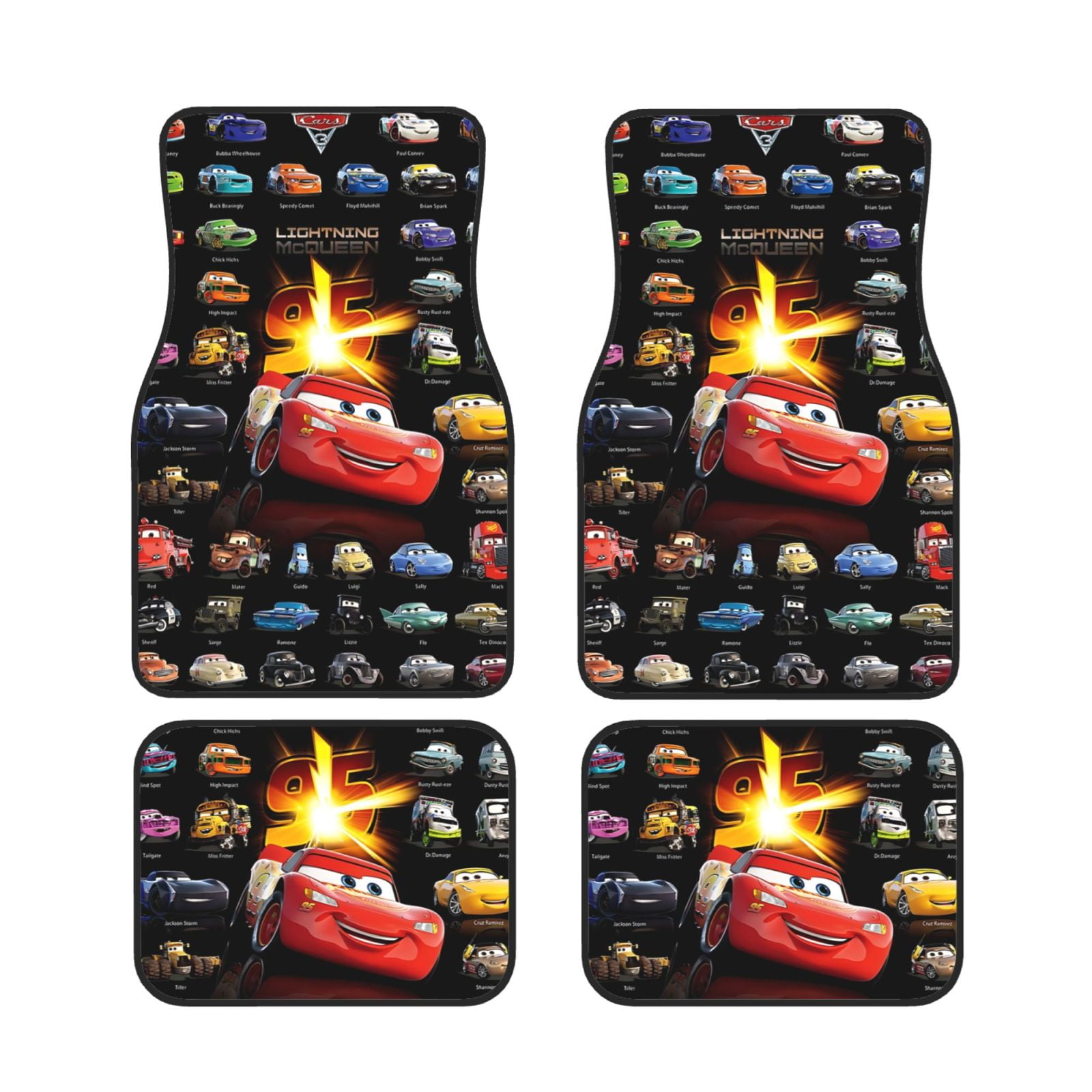 Lightning Mcqueen Car Floor Mats 4pc Set Anti Skid Vehicle Floor Mat ...