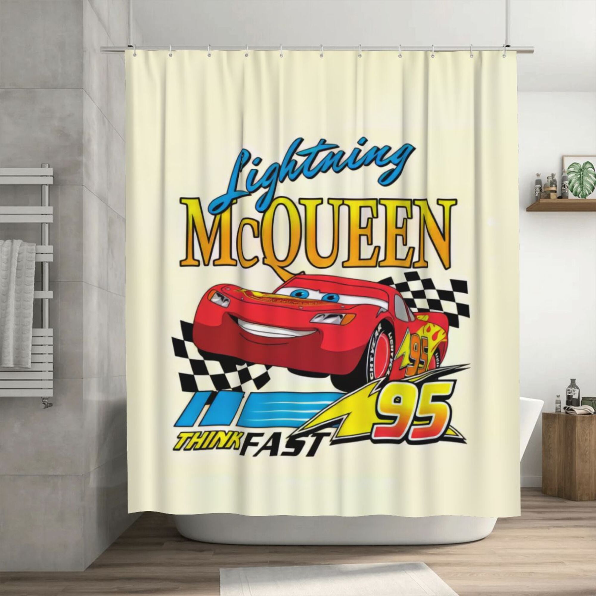 Lightning Mcqueen Shower Curtain, 72 x 72 inch Waterproof Fabric Shower ...