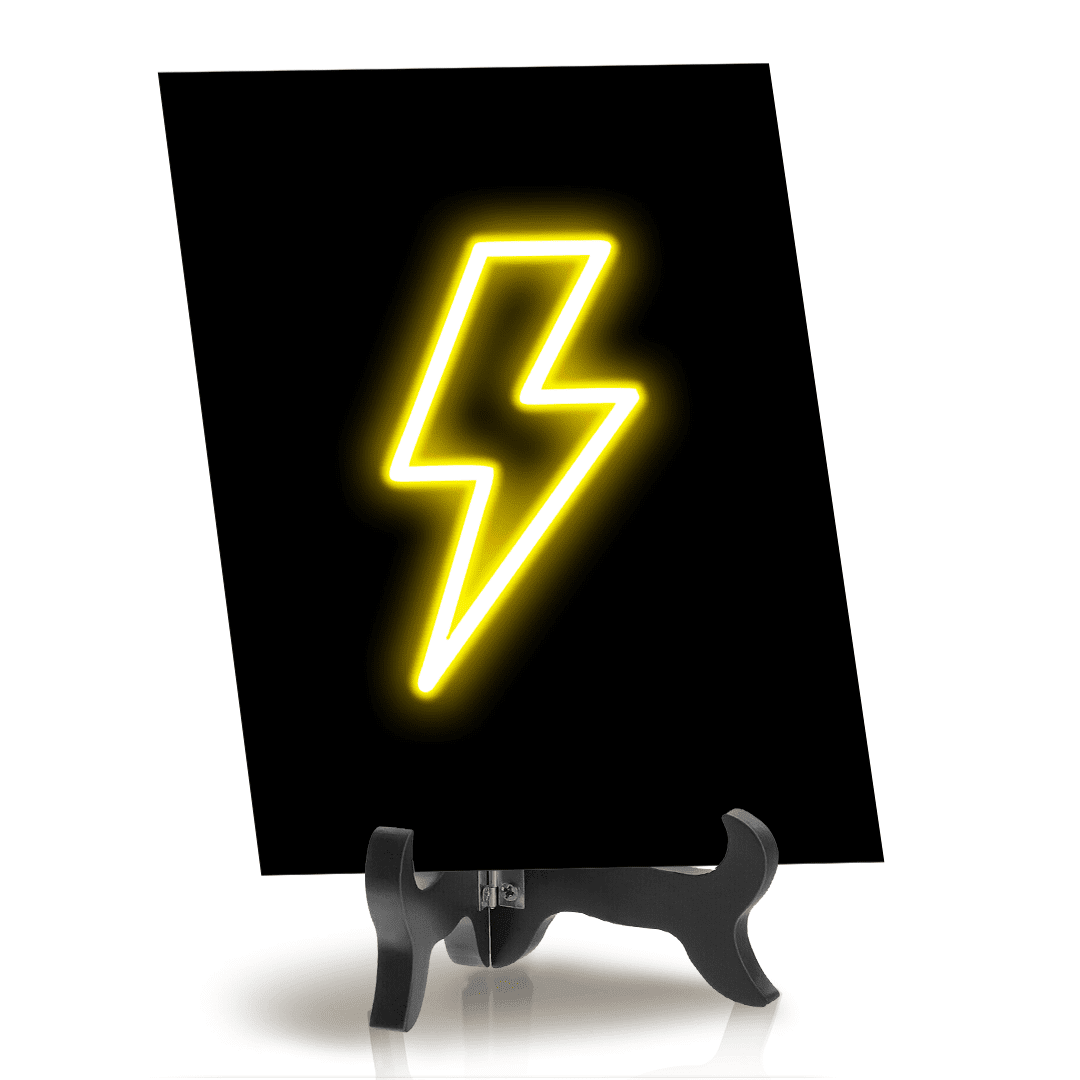 Lightning Neon Graphic Style Table Sign with Acrylic Stand (6x8 ...