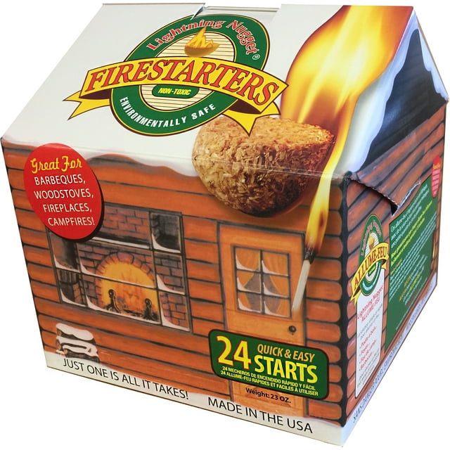Lightning Nuggets Quick & Easy Fire Starter, 24 Count Pack - Walmart.com