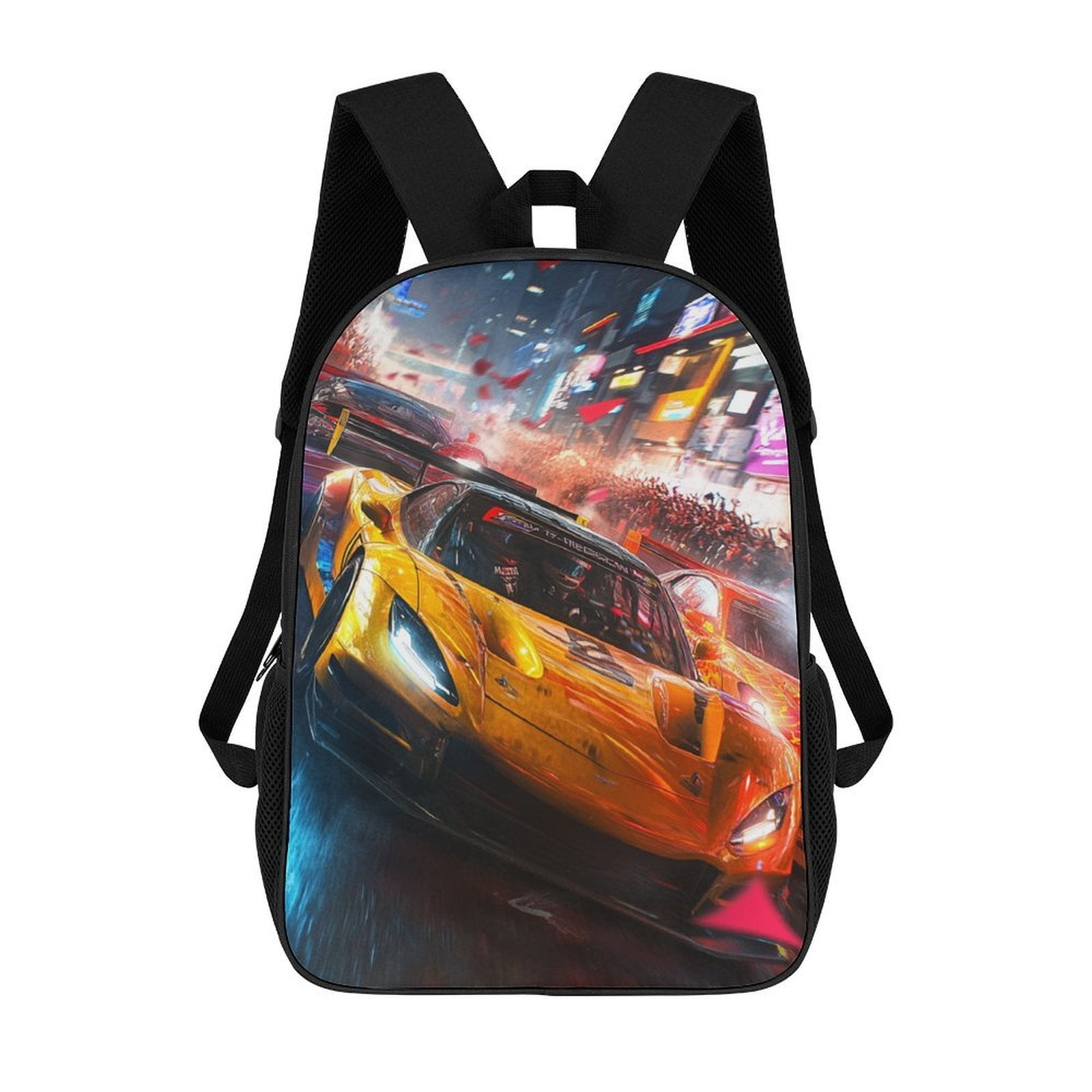 Lightning Pattern Race Car Backpack Travel Laptop Casual College ...