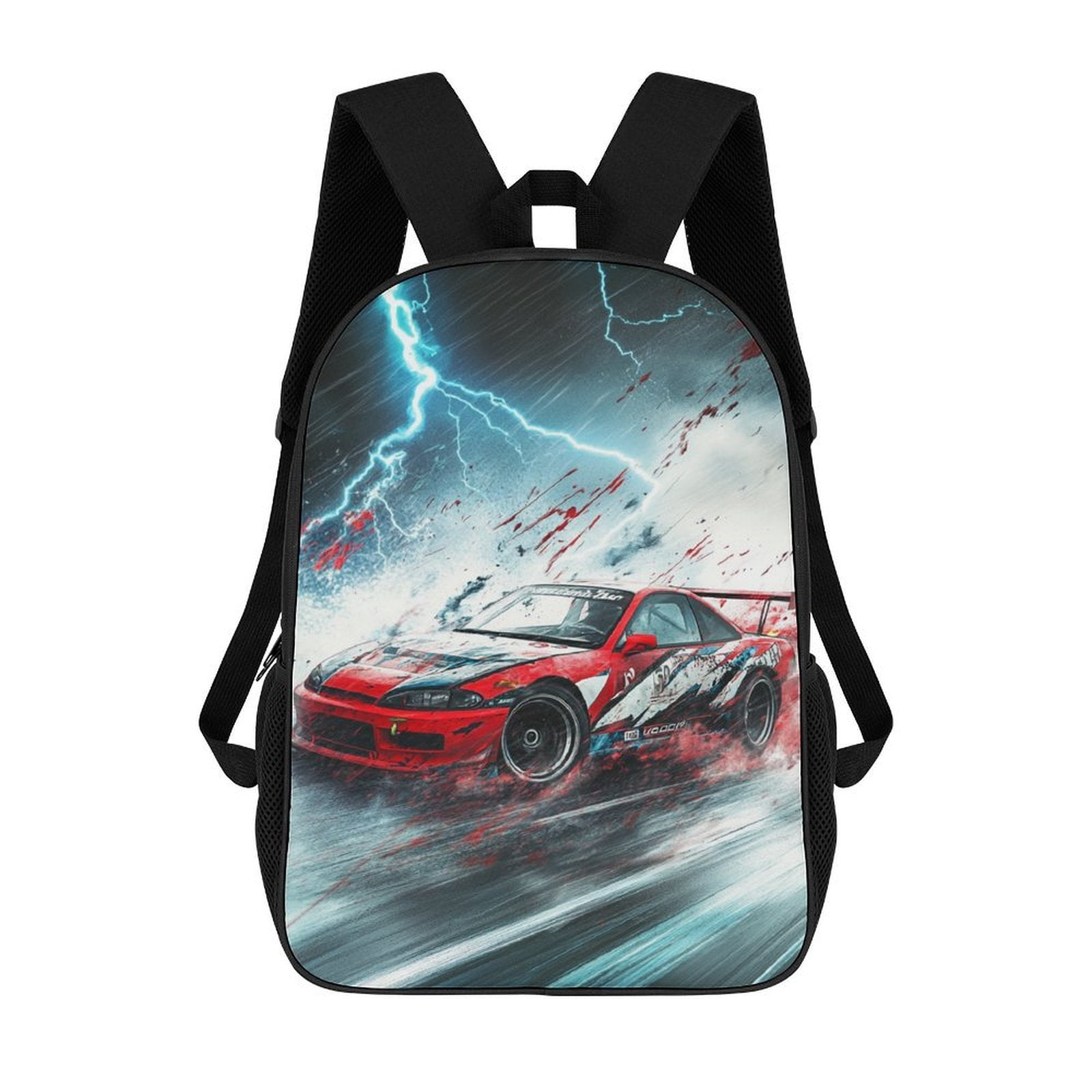 Lightning Pattern Race Car Backpack Travel Laptop Casual College ...