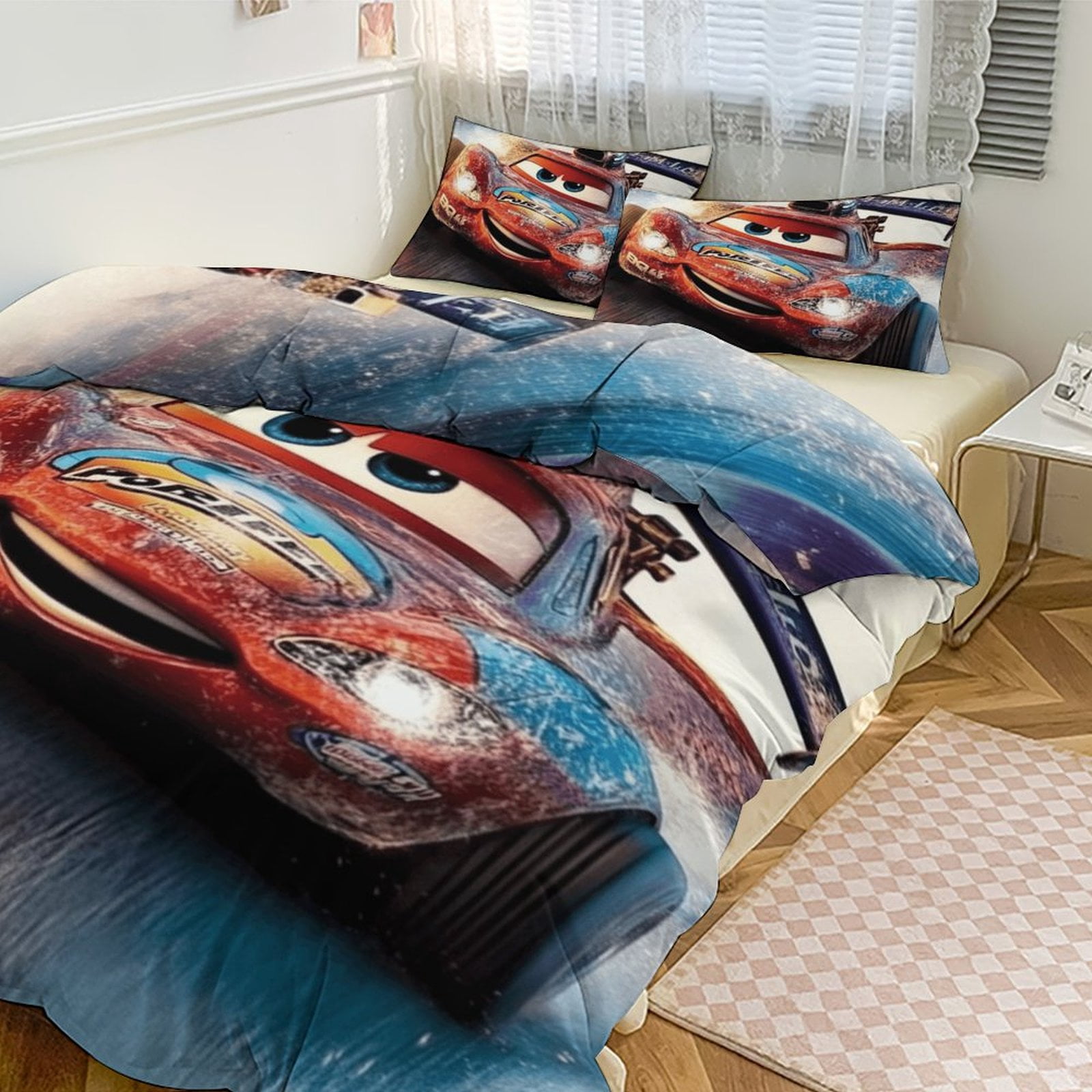 Lightning Pattern Race Car Bedding Set with Zipper Closure for Girls ...