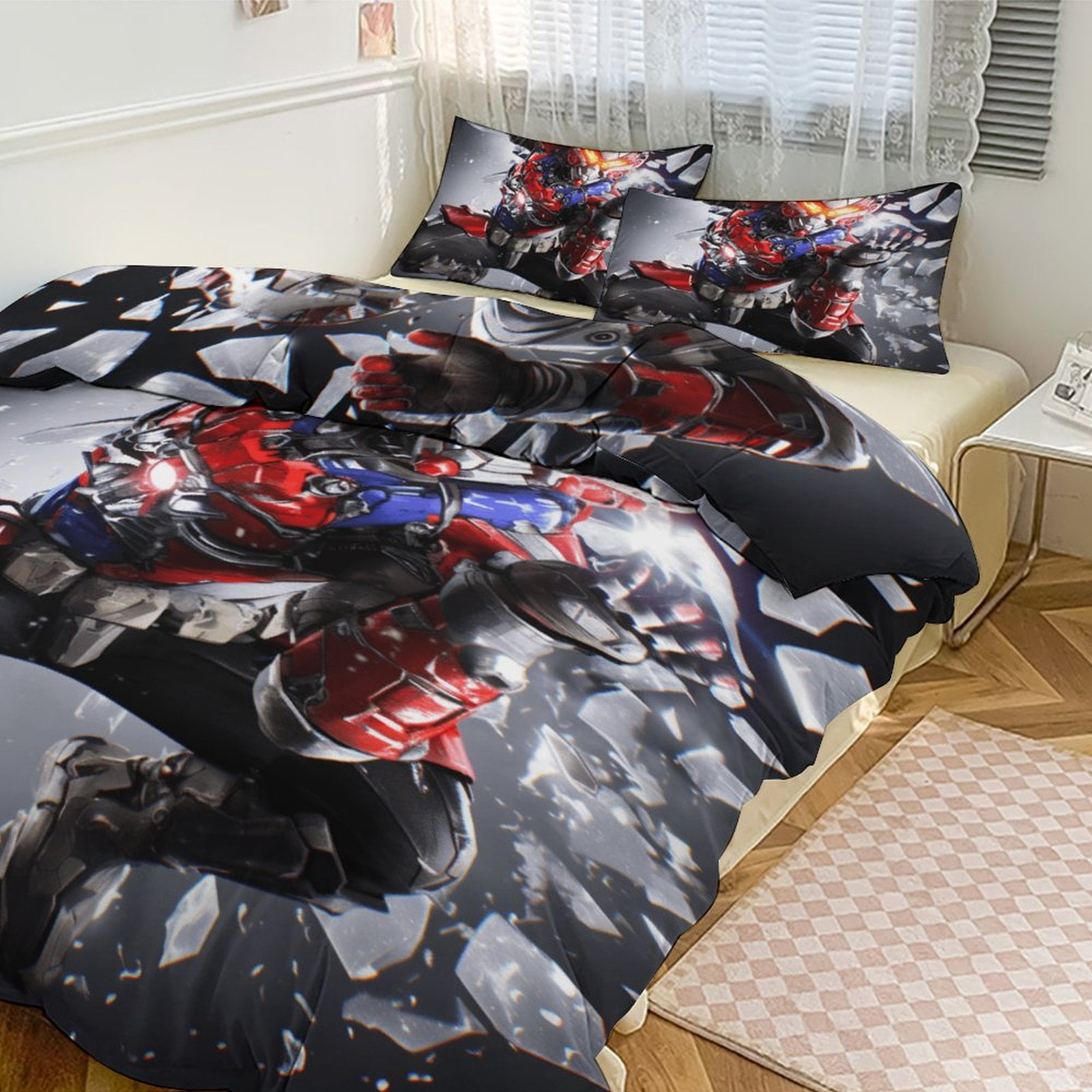 Lightning Pattern Race Car Bedding Sets Twin Duvet Cover 3 Piece Cute ...
