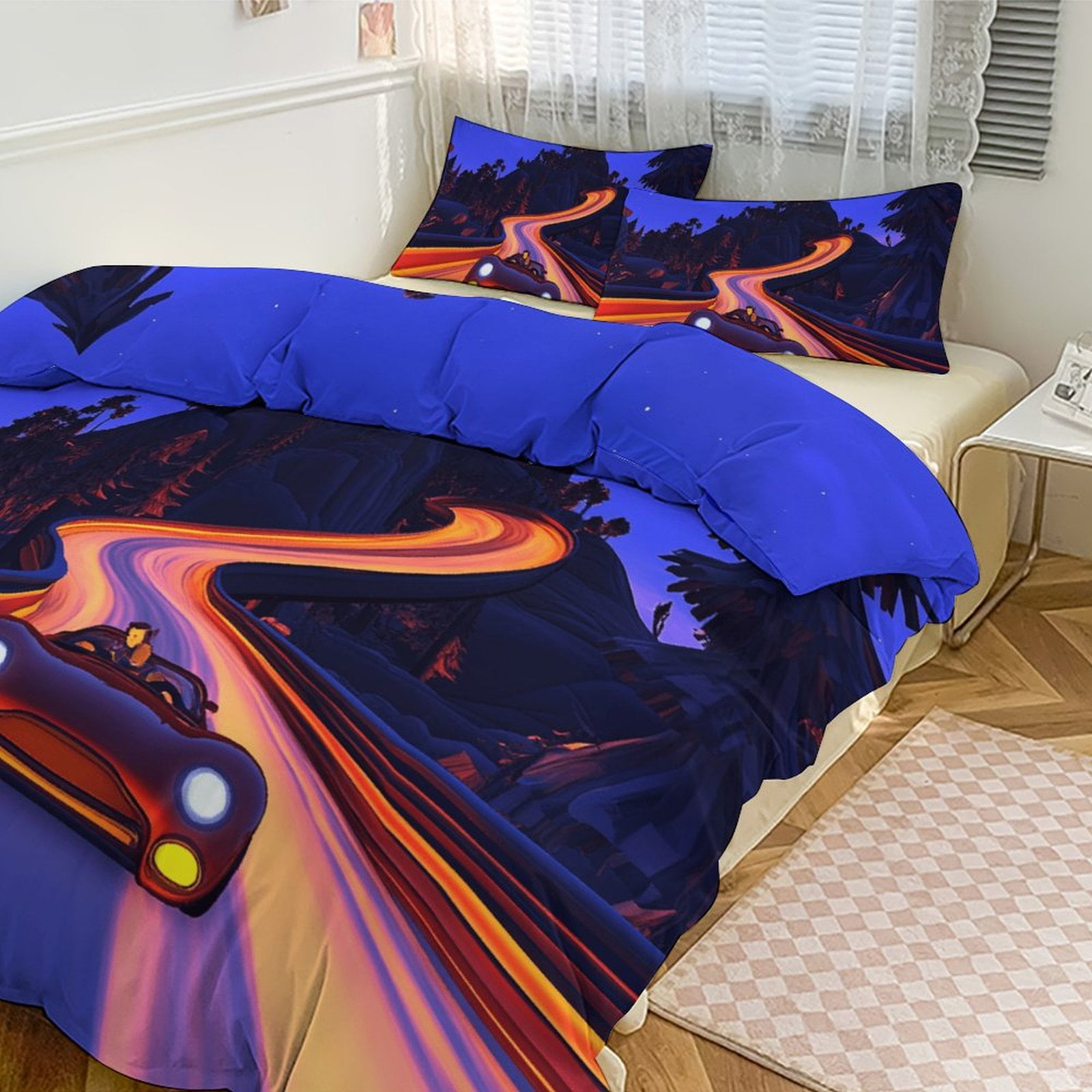 Lightning Pattern Race Car Bedding Sets Twin Duvet Cover 3 Piece Cute ...