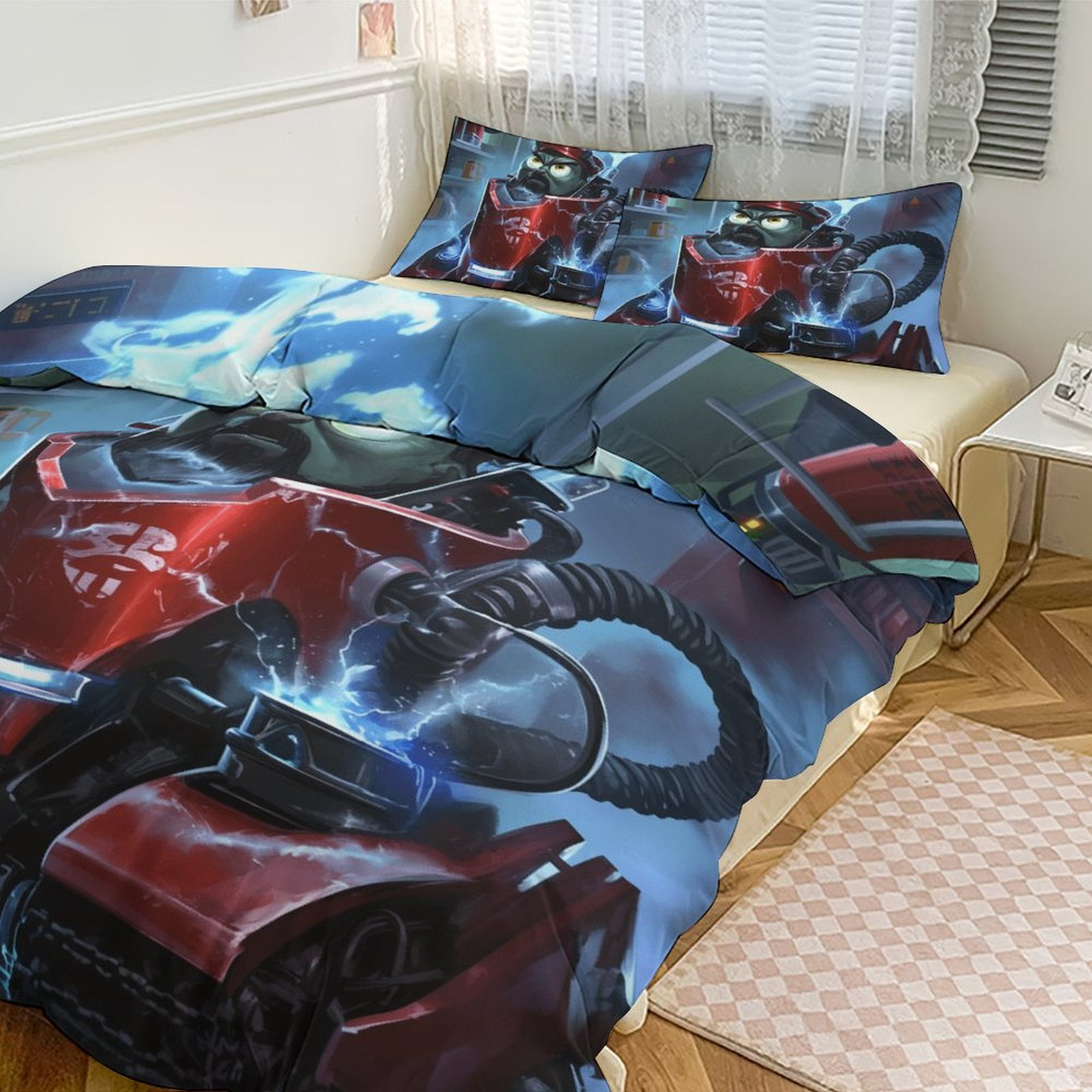 Lightning Pattern Race Car Bedding Sets Twin Duvet Cover 3 Piece Cute ...