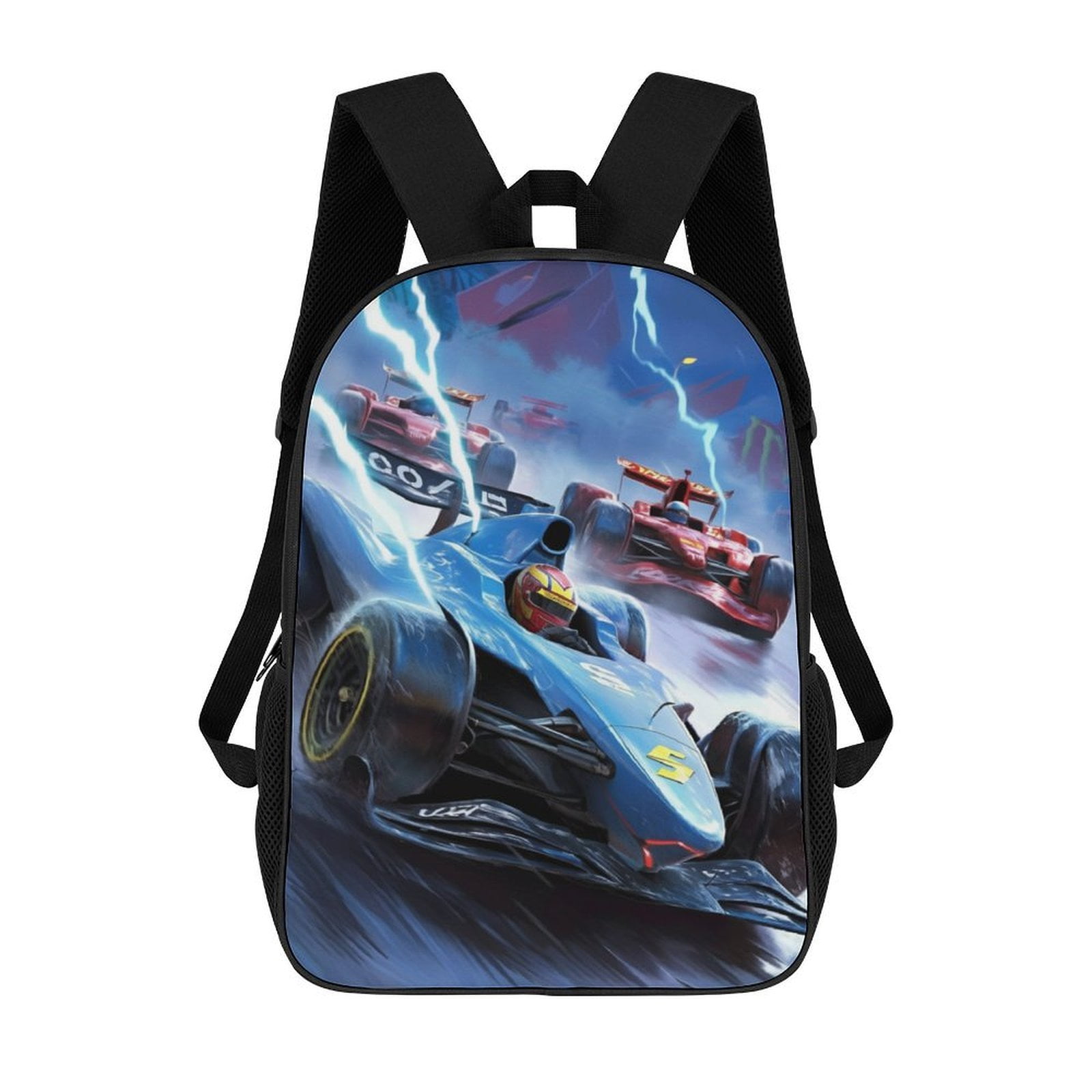 Lightning Pattern Race Car Big Student Laptop Backpack For College ...