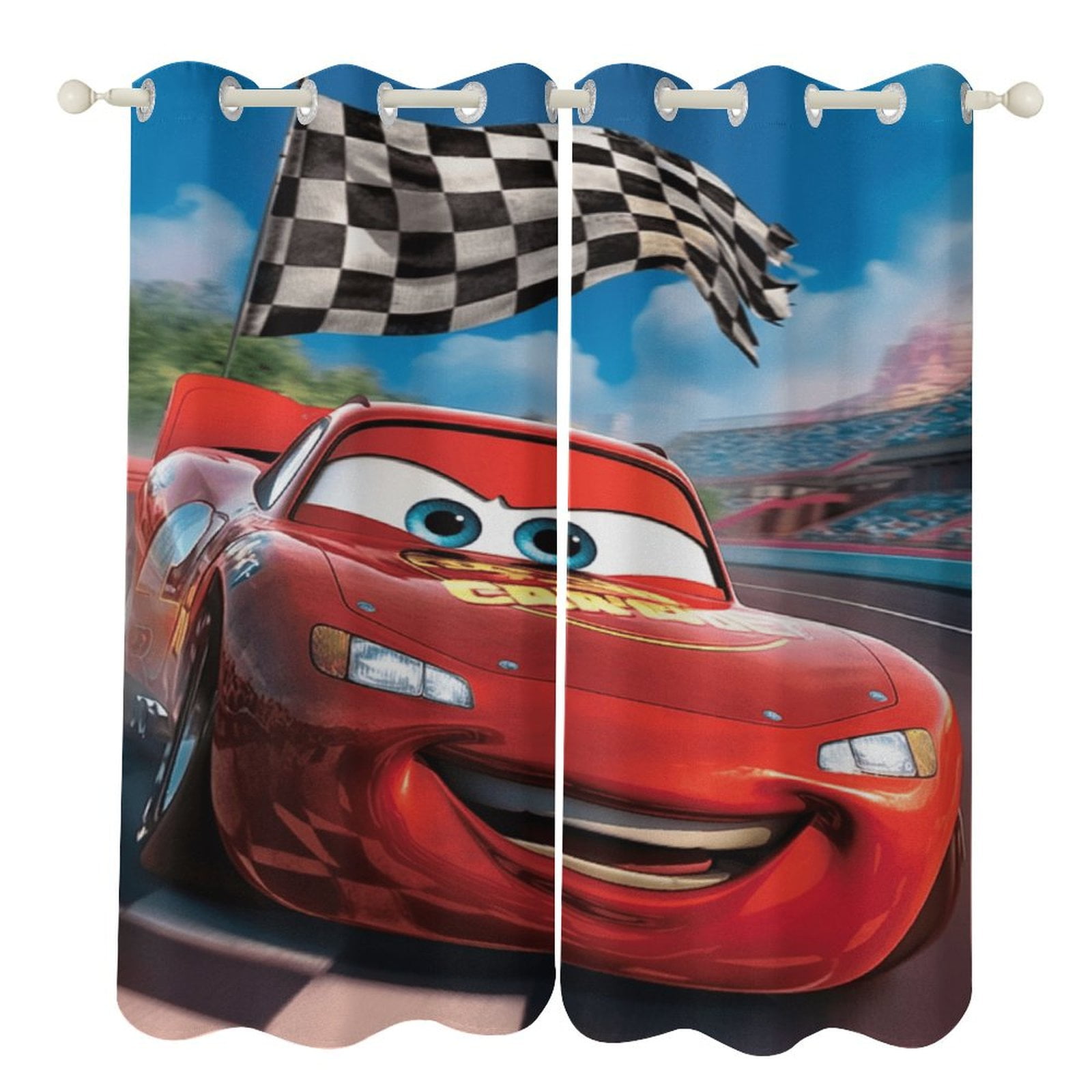 Lightning Pattern Race Car Grommet Blackout Curtains for Bedroom And ...