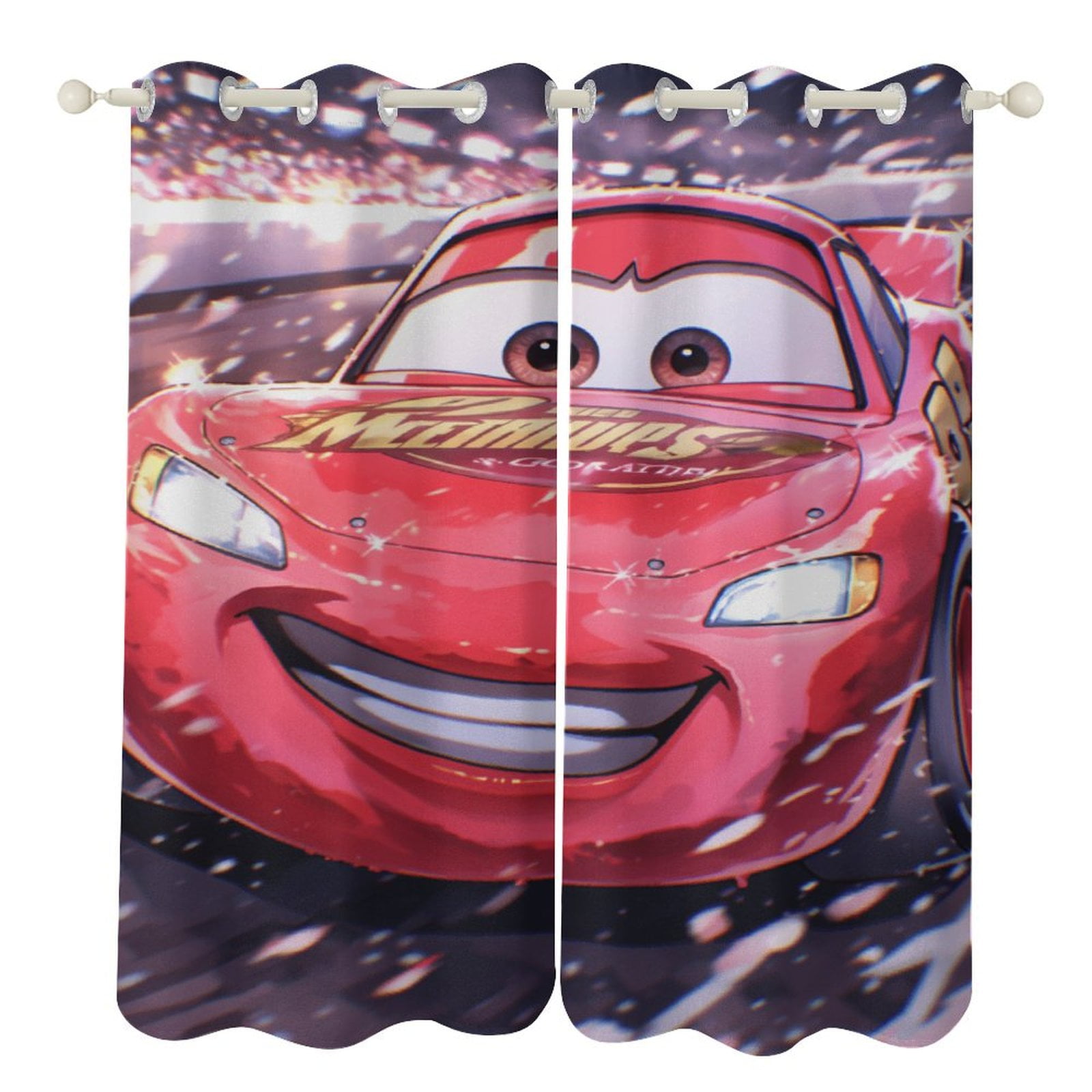Lightning Pattern Race Car Grommet Blackout Curtains for Bedroom And ...