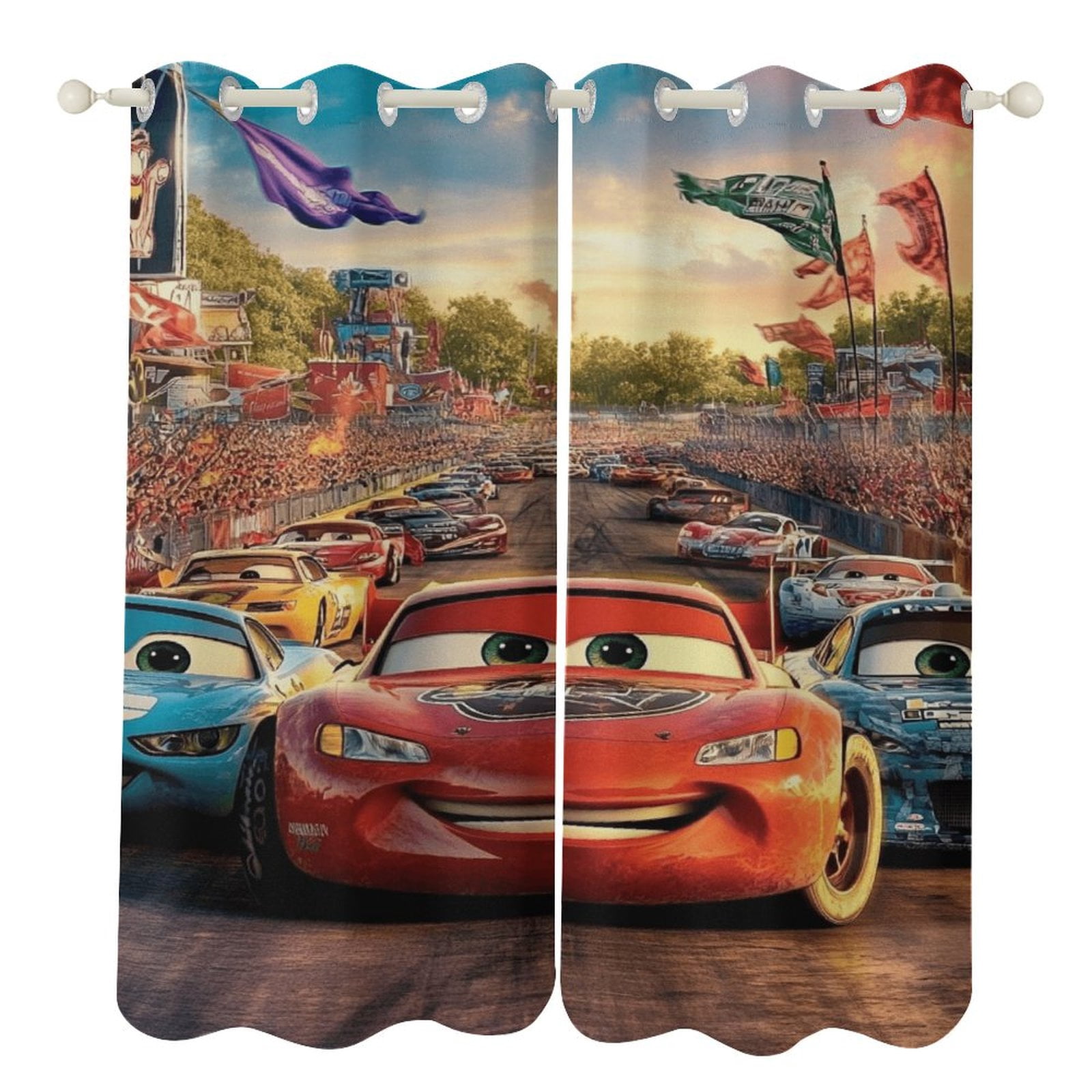 Lightning Pattern Race Car Grommet Blackout Curtains for Bedroom And ...