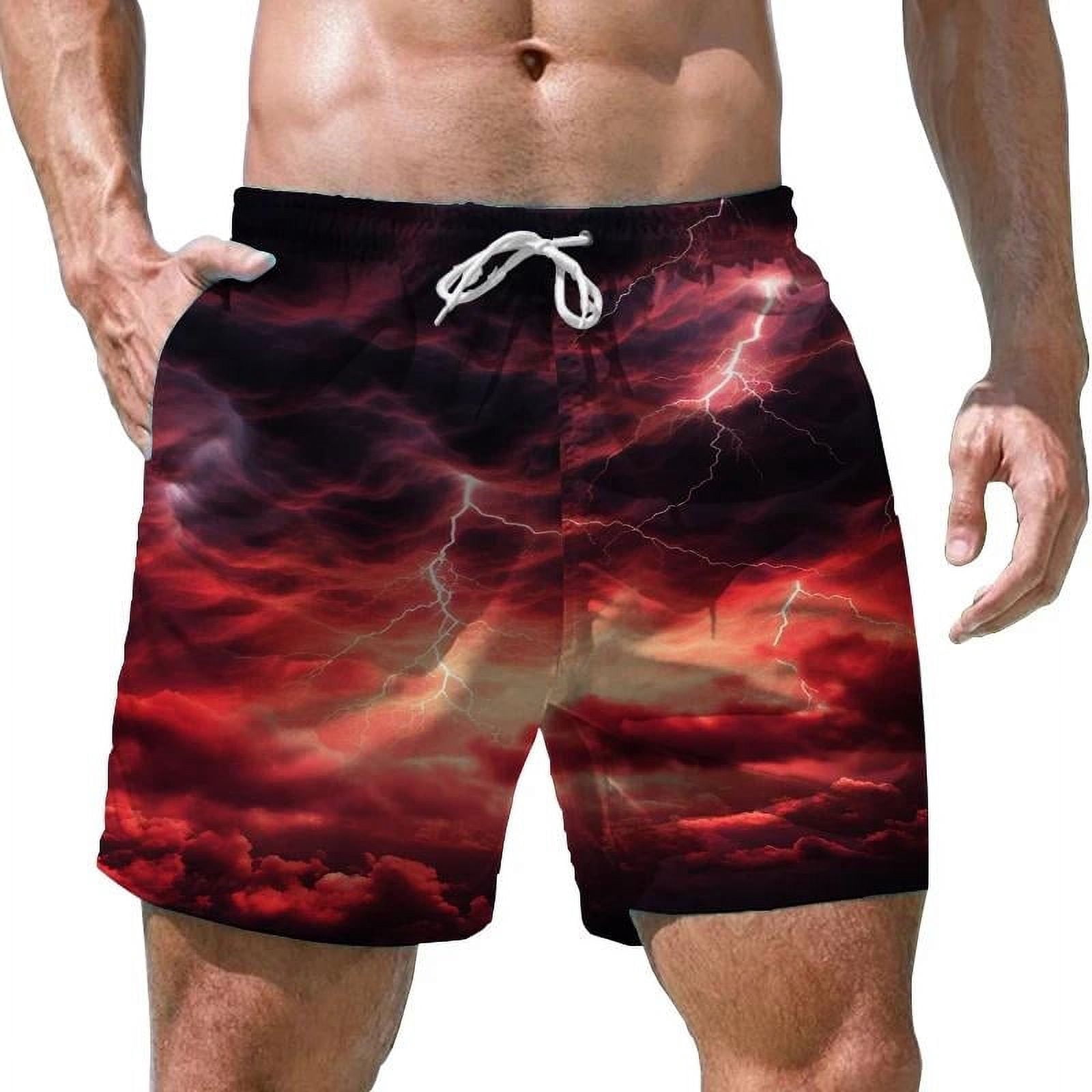 Lightning Pattern Shorts Men Casual Short Pants Cargo Black Beach 3d ...