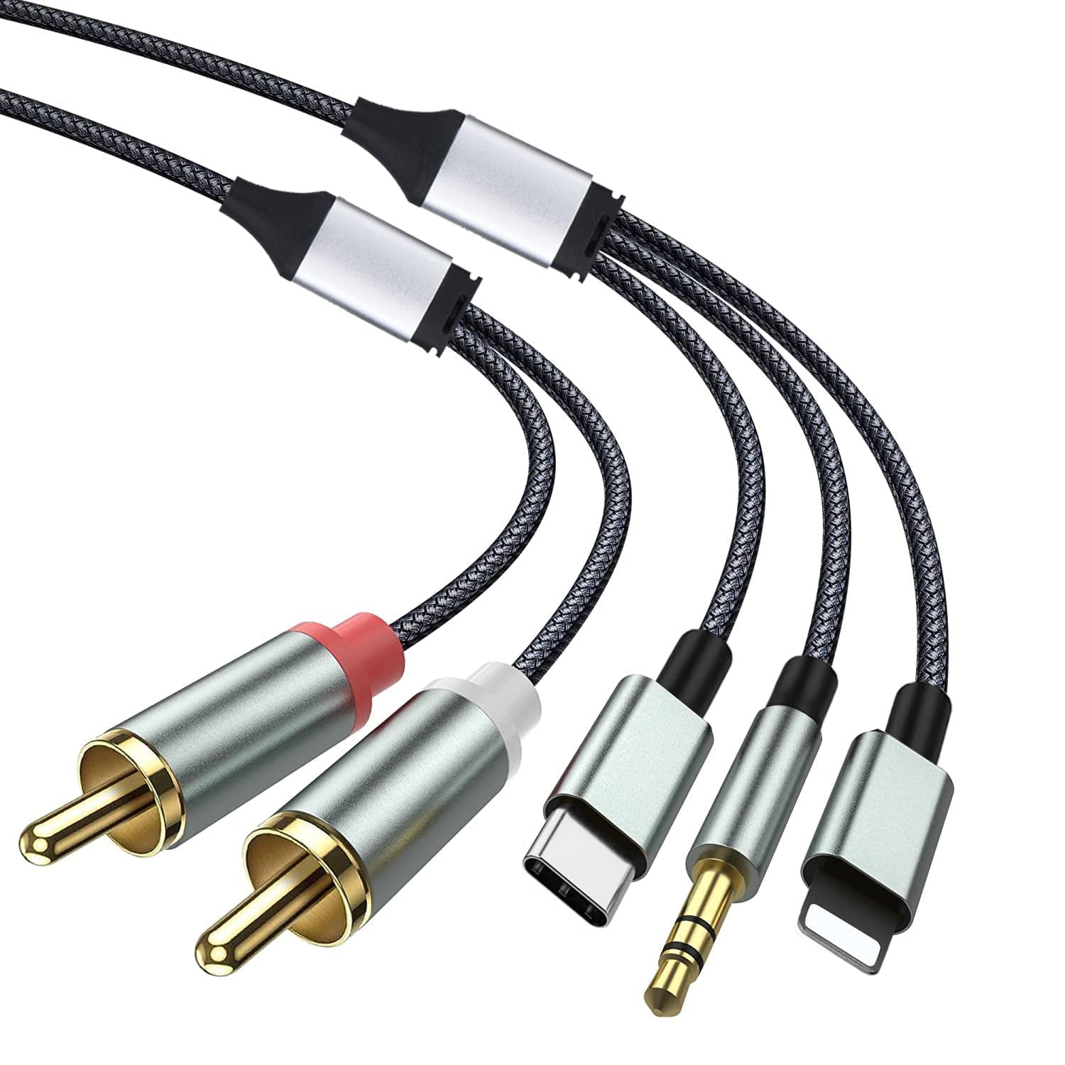 Audio Cable Aux Adapter for iPhone to RCA, RCA to 3.5mm Cable,USB C to ...