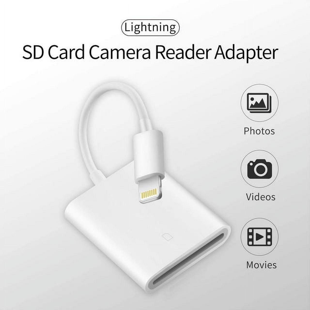 Lightning to SD Card Camera Reader for iPhone iPad, SD Card Reader Memory Card Reader Trail ...