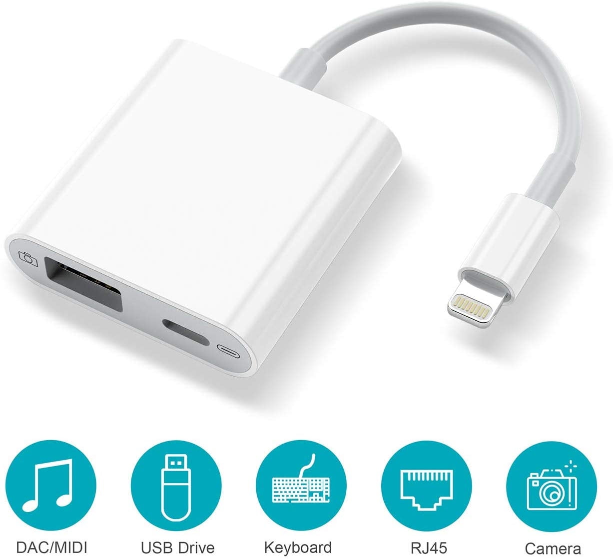 Lightning to USB Camera Adapter with Charging Port,Lightning Female USB ...