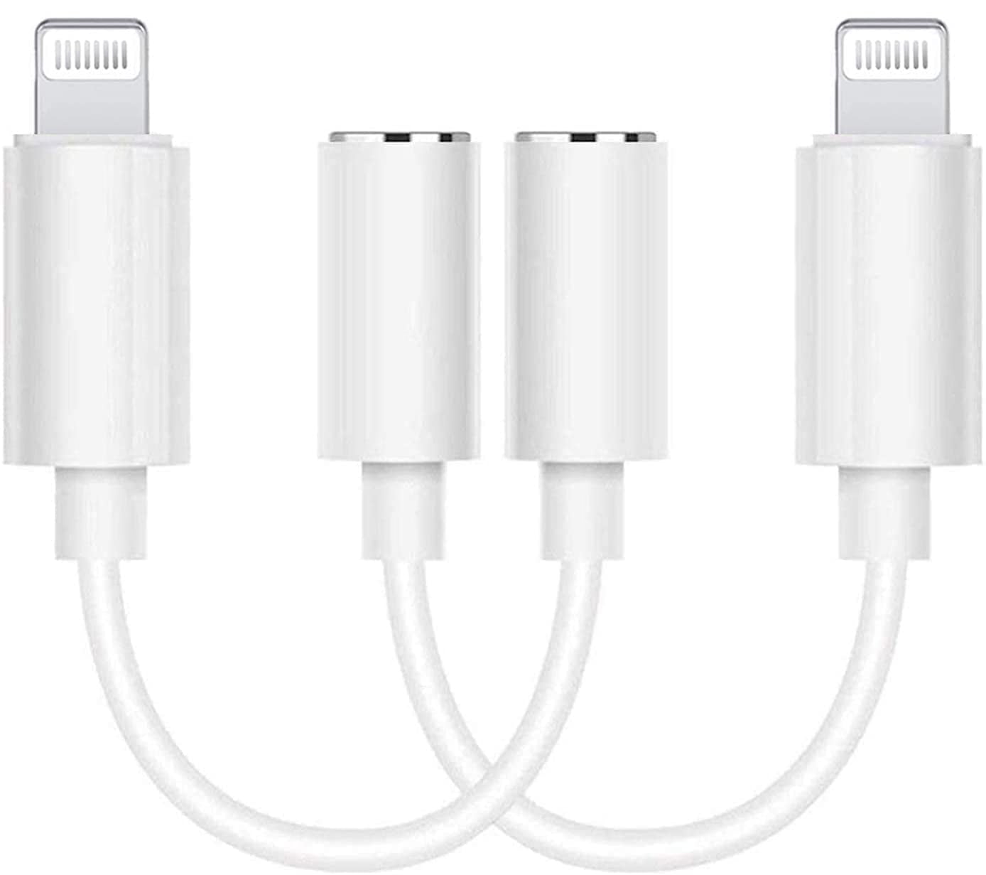 Lightning to 3.5mm AUX Headphone Jack Adapter, 2 Pack iPhone 3.5 mm Headphone Audio Stereo ...