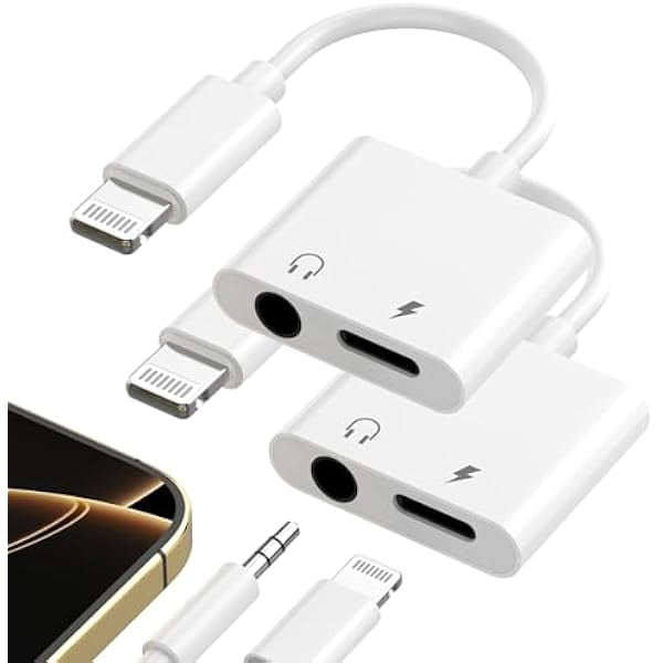 Lightning to 3.5mm Headphones Jack Adapter 2 in 1 Charger and AUX ...
