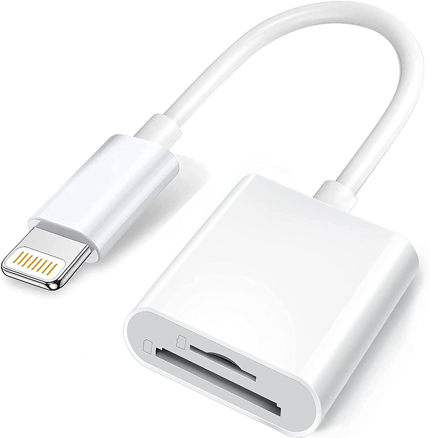 Lightning to SD & TF Card Dual Slot Reader for iPhone/iPad, 2 in 1 ...