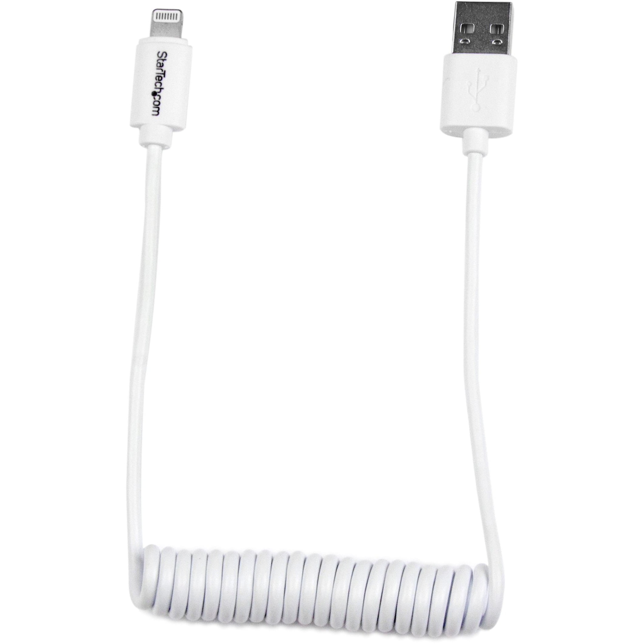 Lightning to USB Cable - Coiled - 0.6m (2ft) - White - Walmart.com