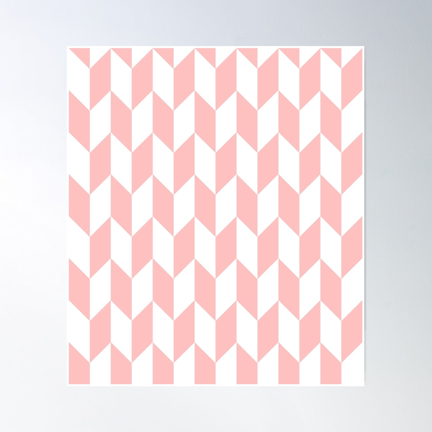 Lightpink Thick Offset Chevrons Poster Wall Art, Modern Wall Decor ...