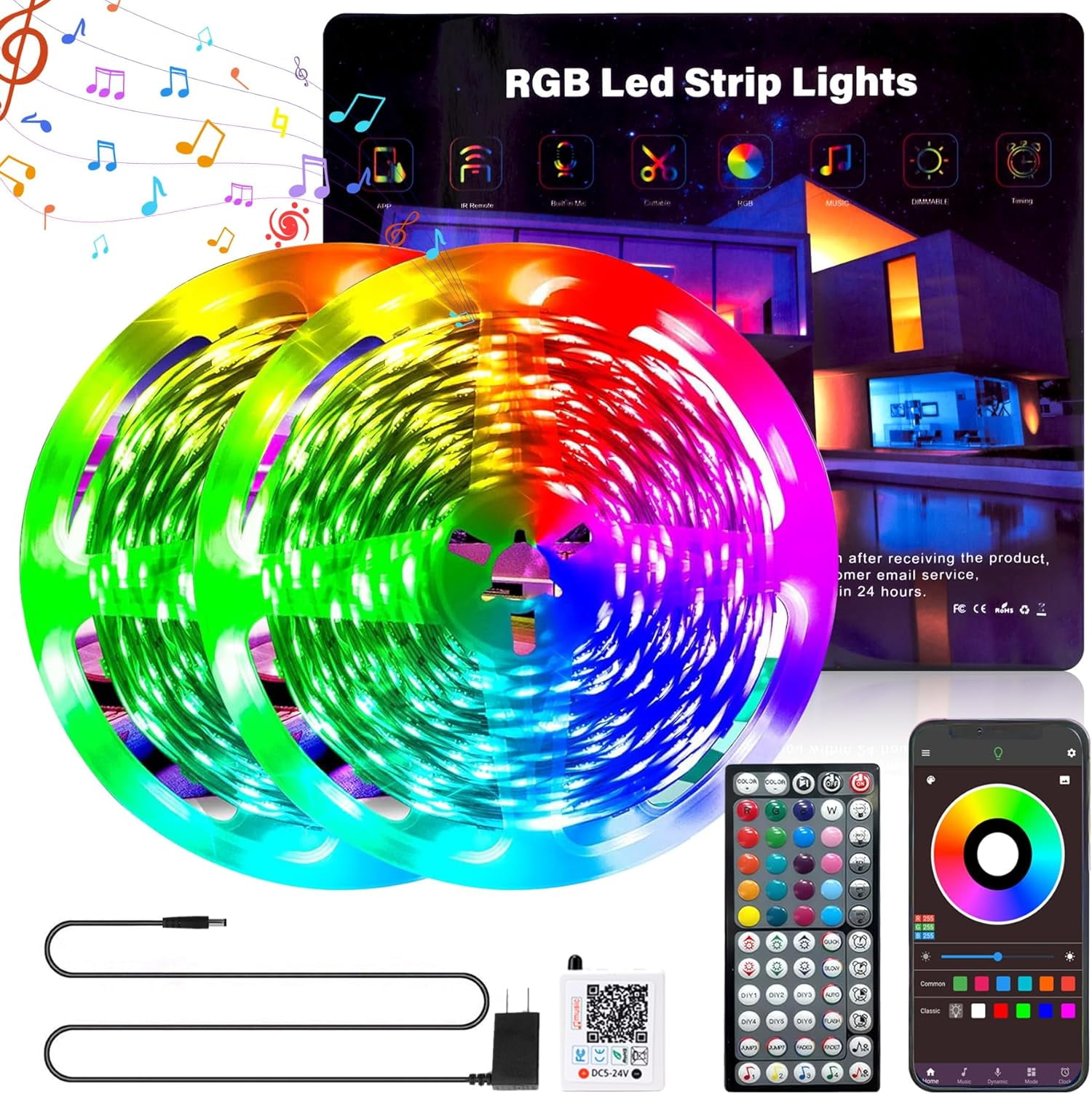 Lights for 150ft Color Changing Strip Lights Music Sync, DIY Light ...