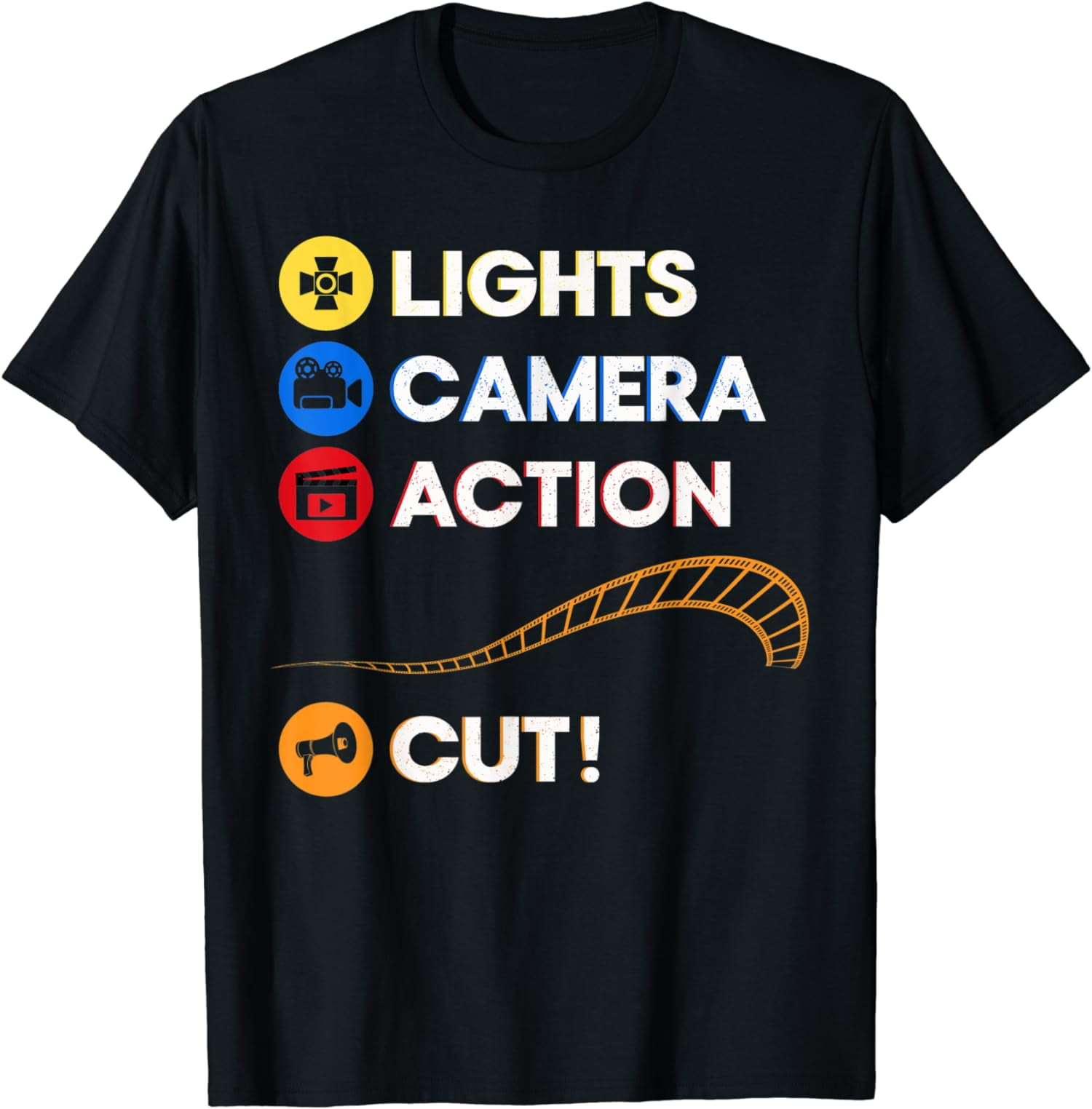 Lights Camera Action Cut | Funny Film Director Tee - Walmart.com