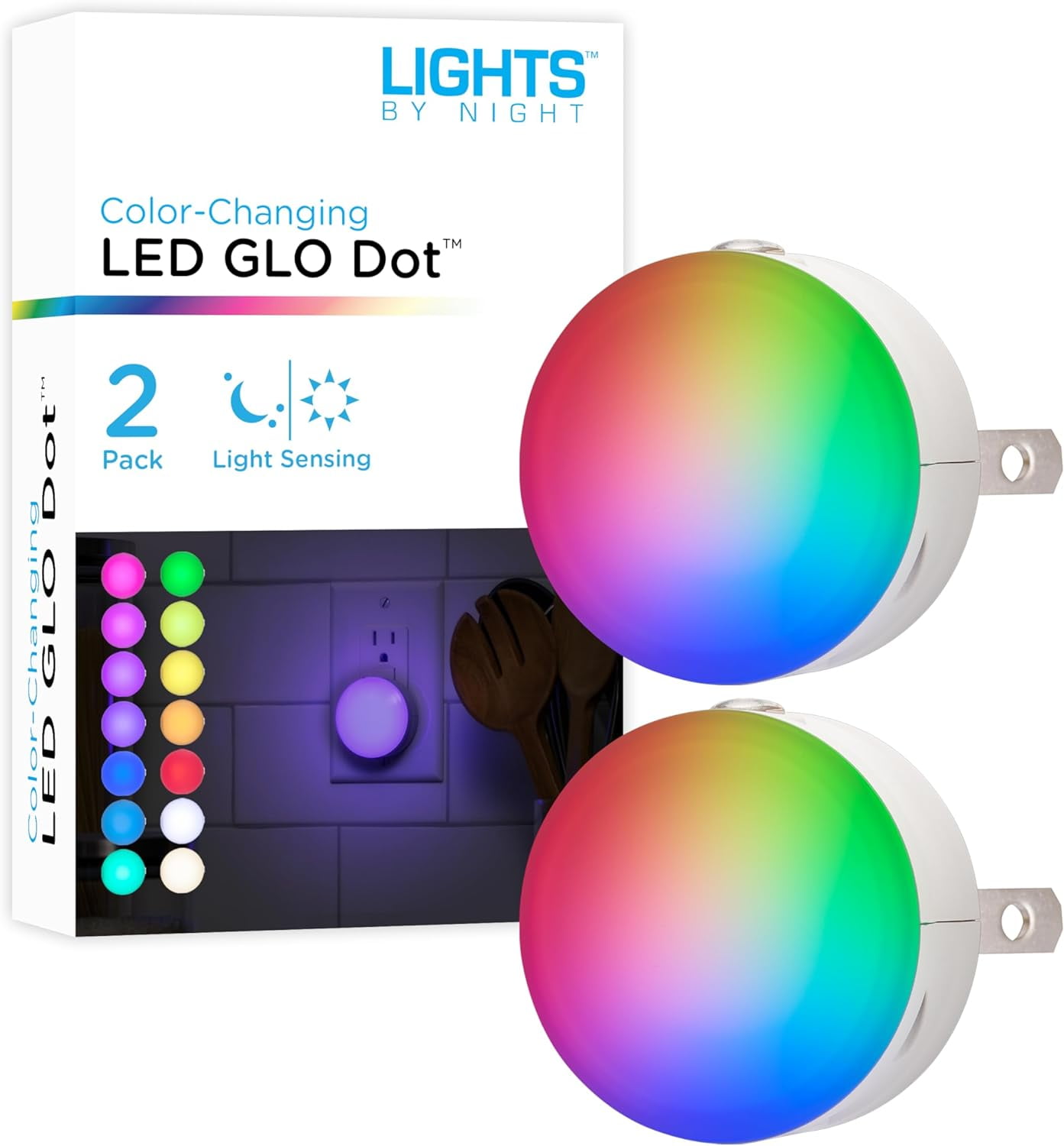 Lights by Night Color Changing Mini LED Night Light, Plug-in, Dusk to ...