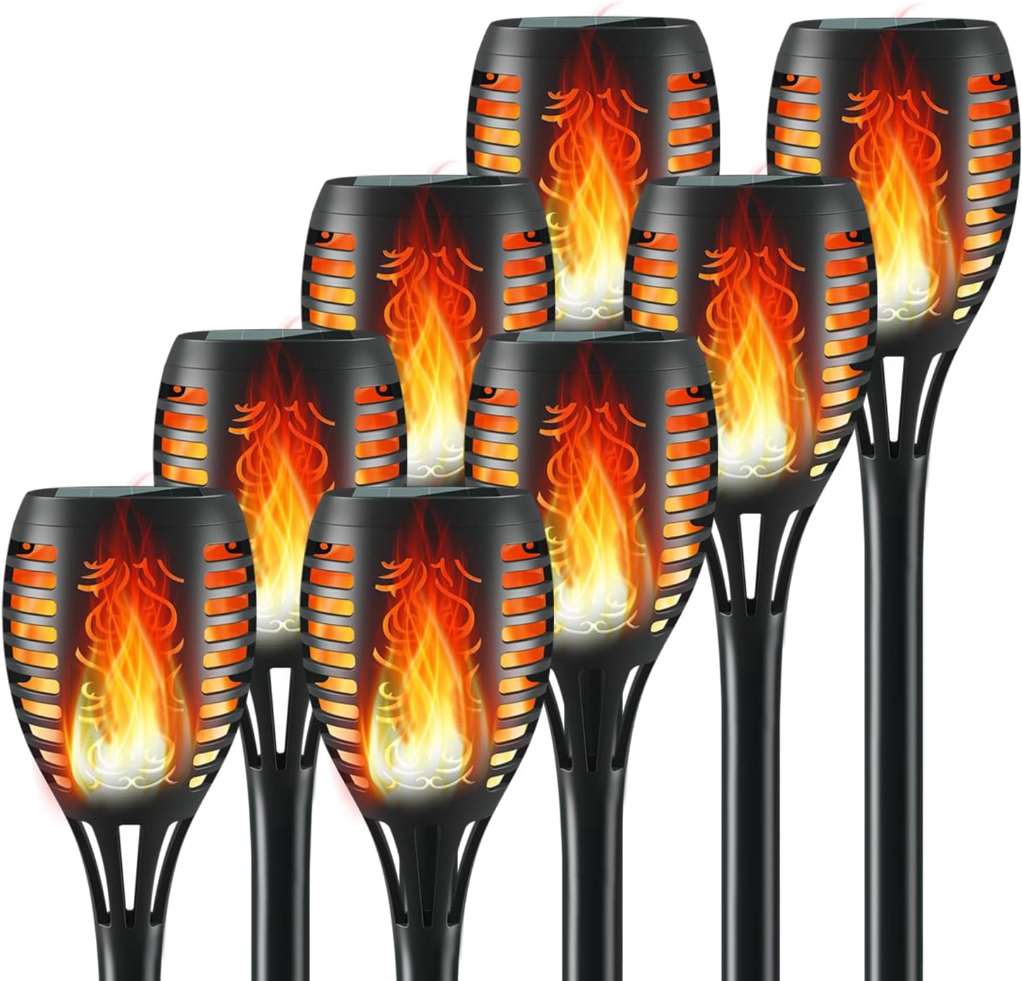 Lights Outdoor, 12LED Tiki Solara Torch Light with Flickering Flame ...