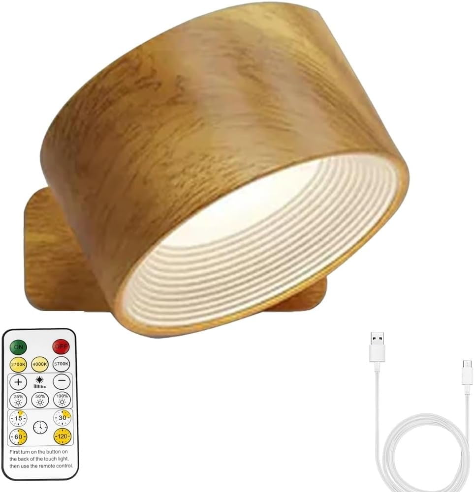 Lights of Sweden Wall Lamps, 360°Rotate LED Wall Lights with Remote ...