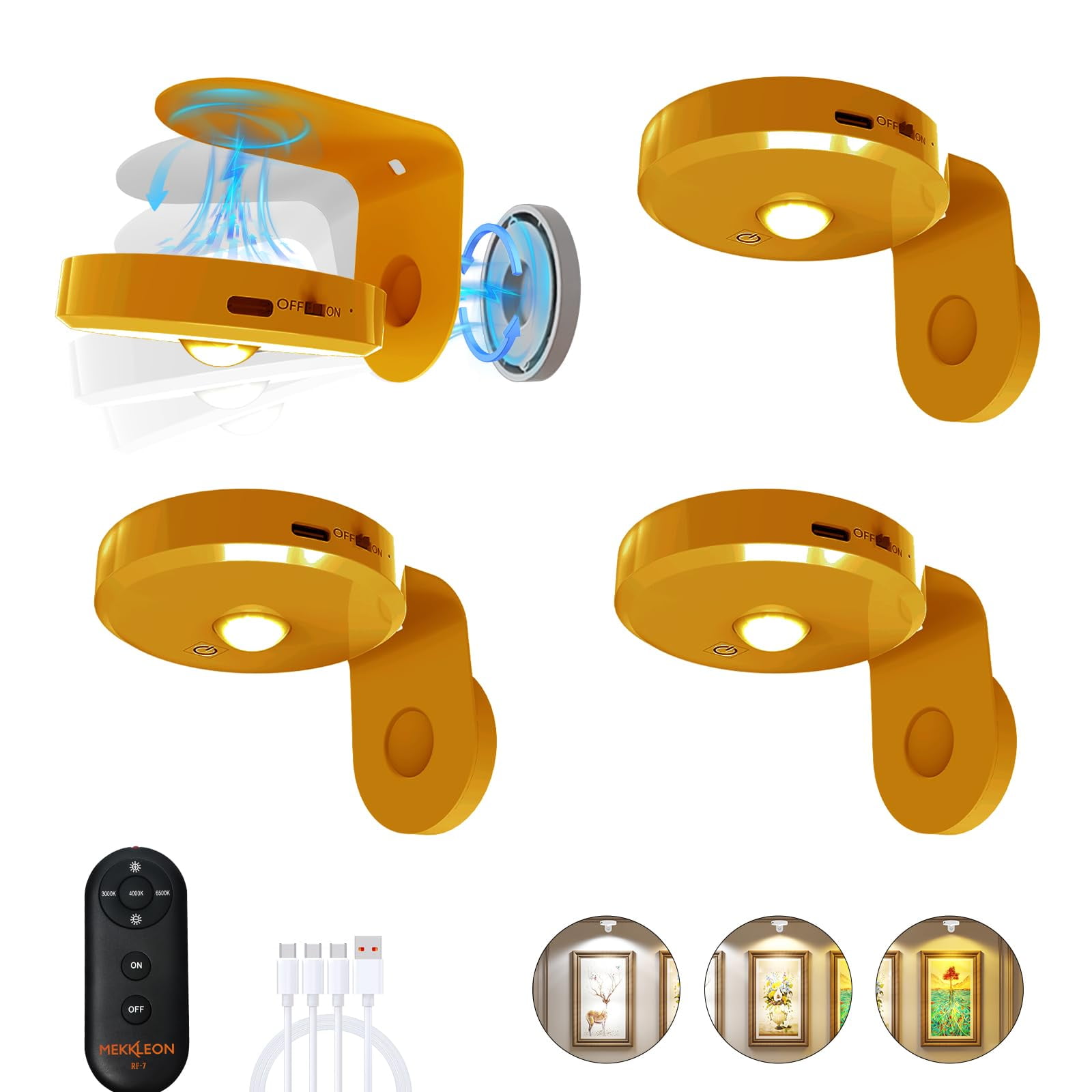 Lights for Wall Wireless with Magnetic,2000mAh Rechargeable Frame ...