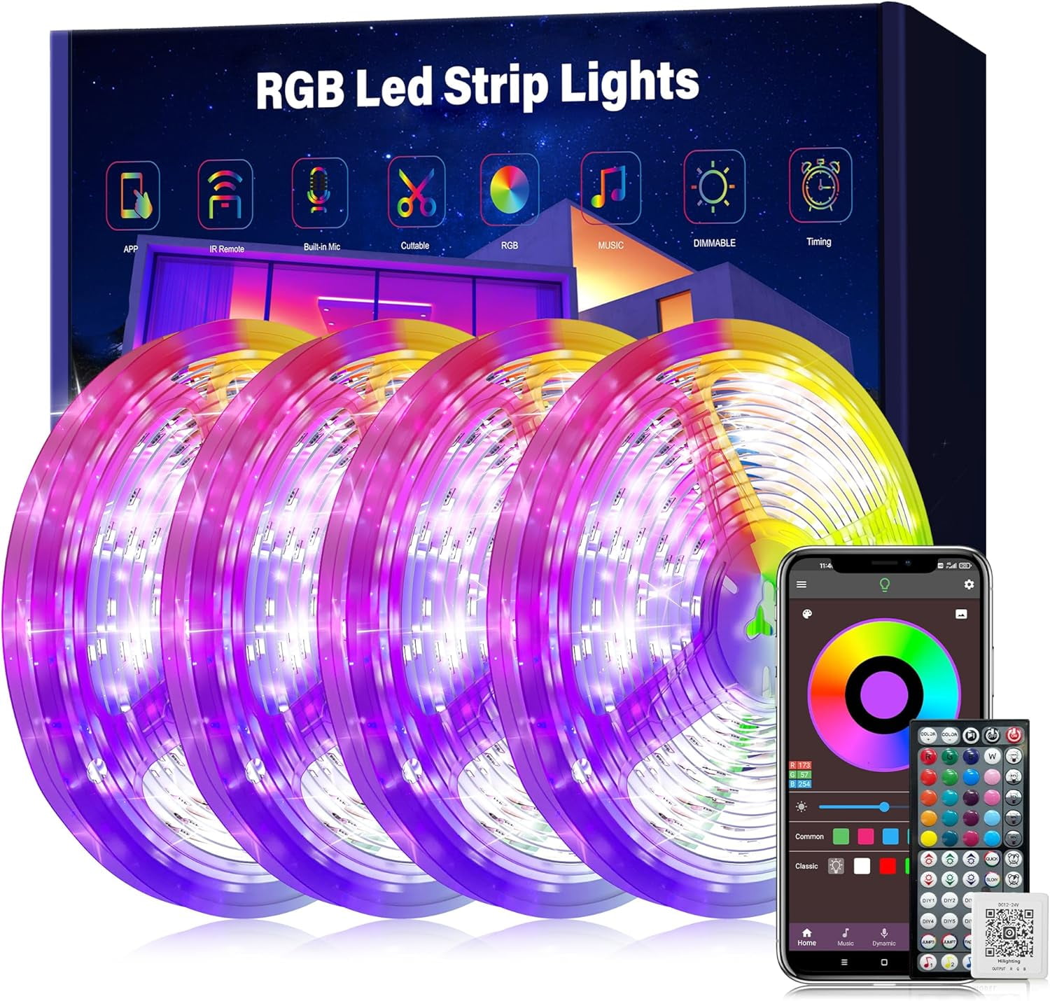 Lights for 400ft Music Sync Color Changing Strip Lights with 60 Key ...