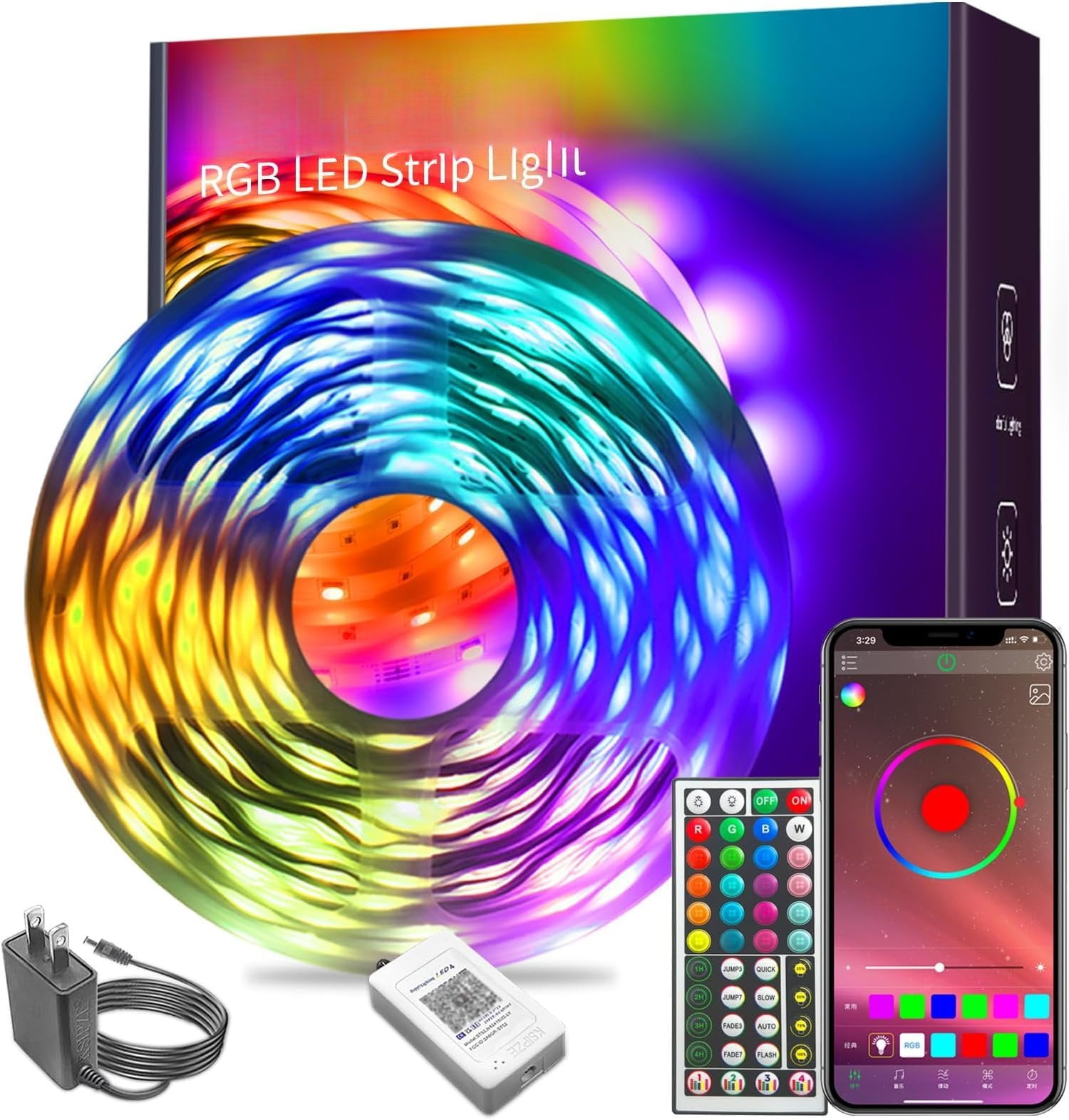 Lights for 65.6ft Strip Lights with Remote Color Changing Music Sync ...