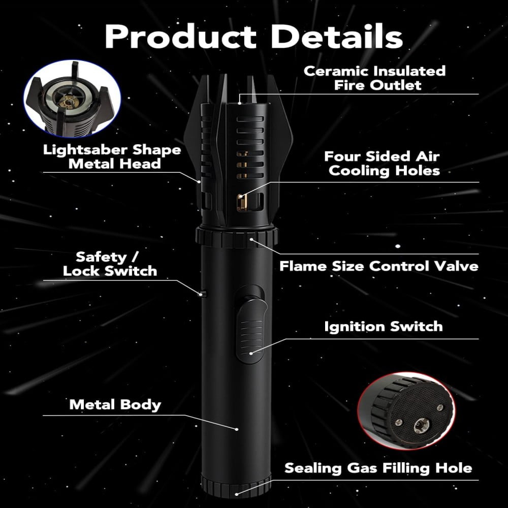 Lightsaber Torch Lighter – Butane Refillable Kitchen Torch, Adjustable ...