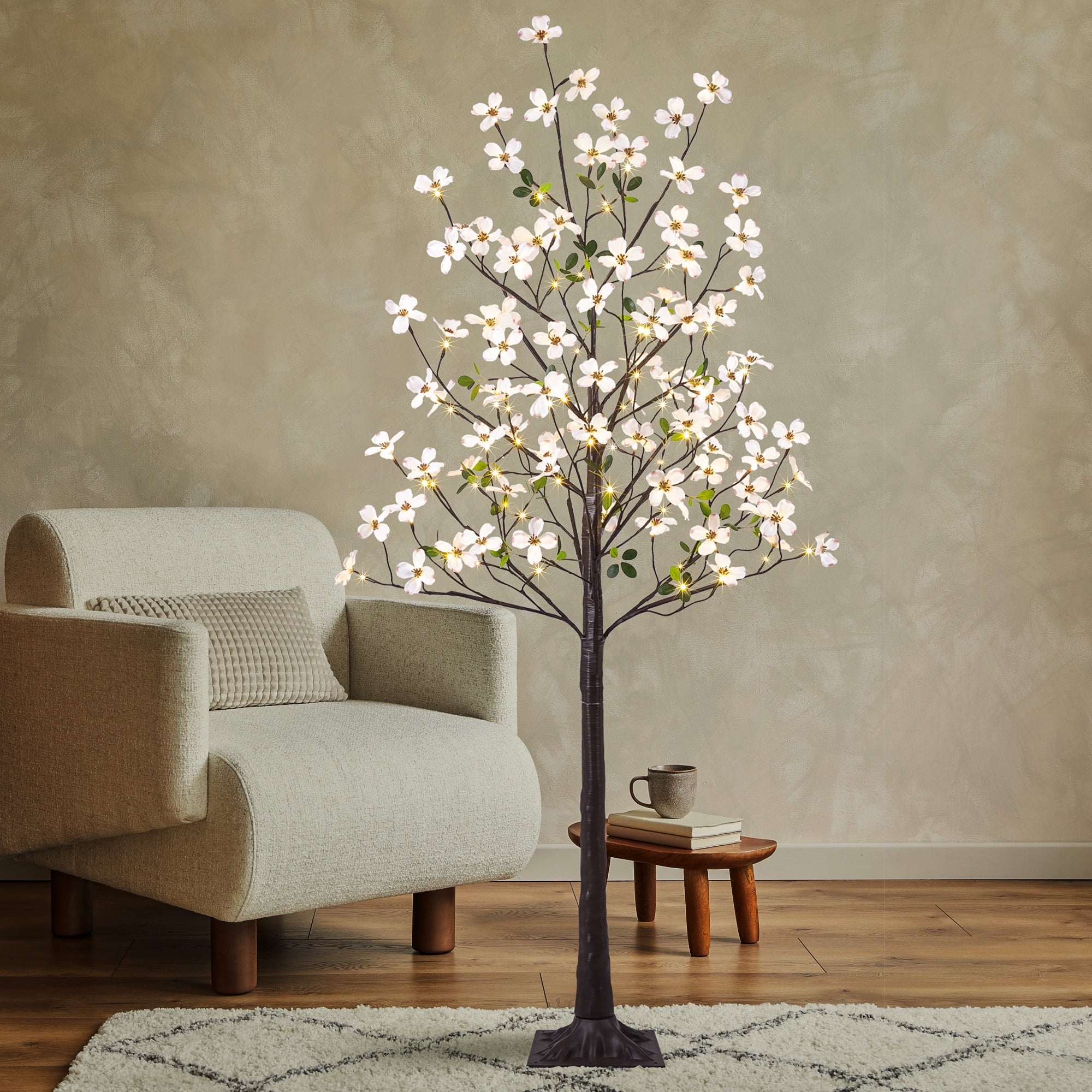 Lightshare 6FT Lighted Dogwood Flower Tree 120L Artificial Plant with ...