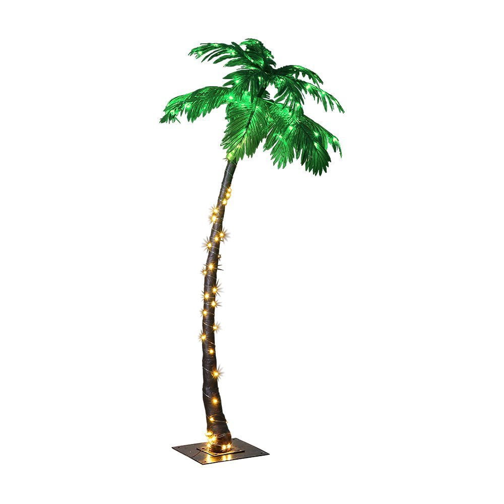 Lightshare 7 Feet Pre-Lit Palm Tree, 96 Warm White LED Lights - Walmart.com