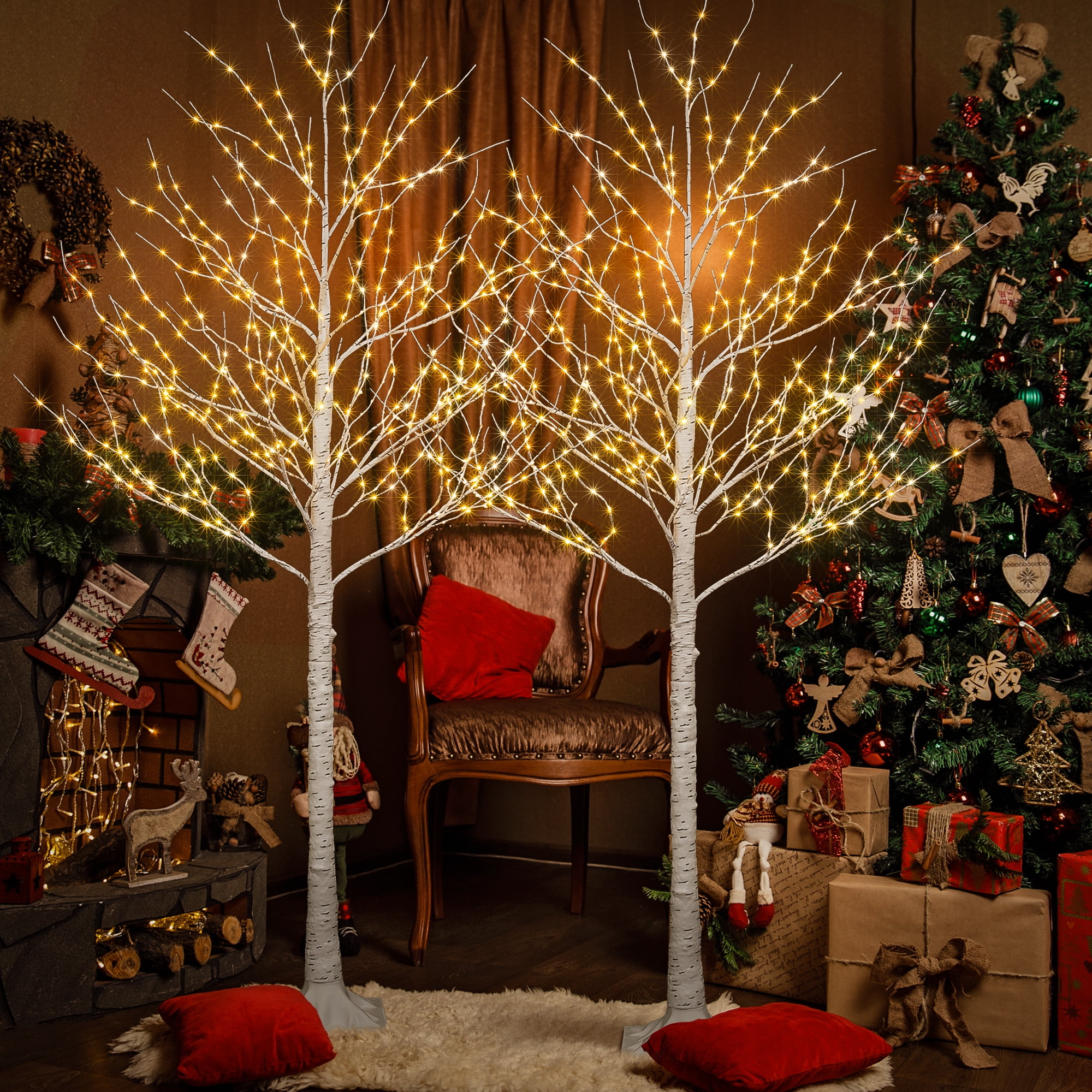 Lightshare Lighted Birch Twig Tree with Fairy Lights 2 Sets 8FT 994 LED ...